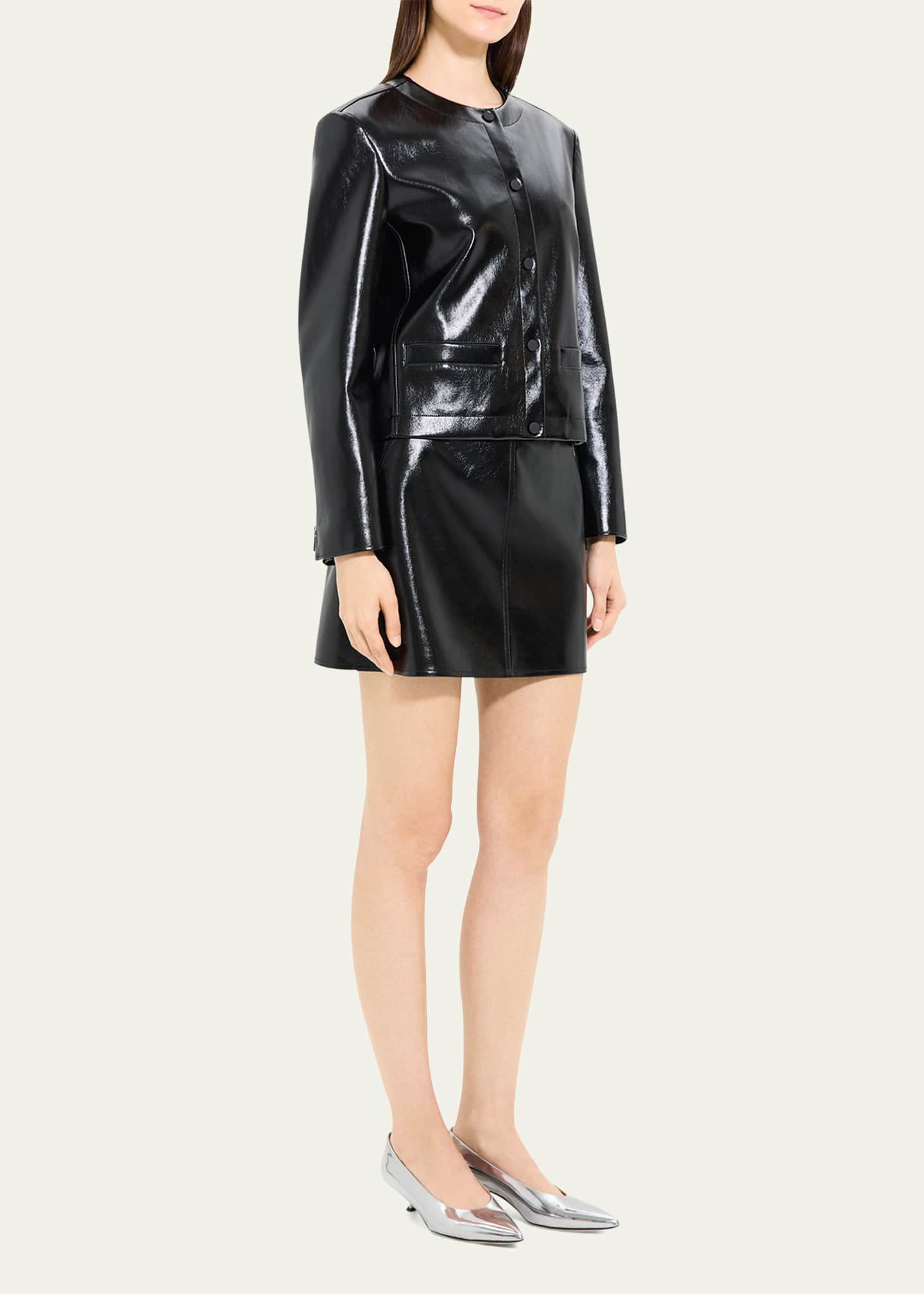 Theory Cropped Jacket in Faux Patent Leather - Bergdorf Goodman
