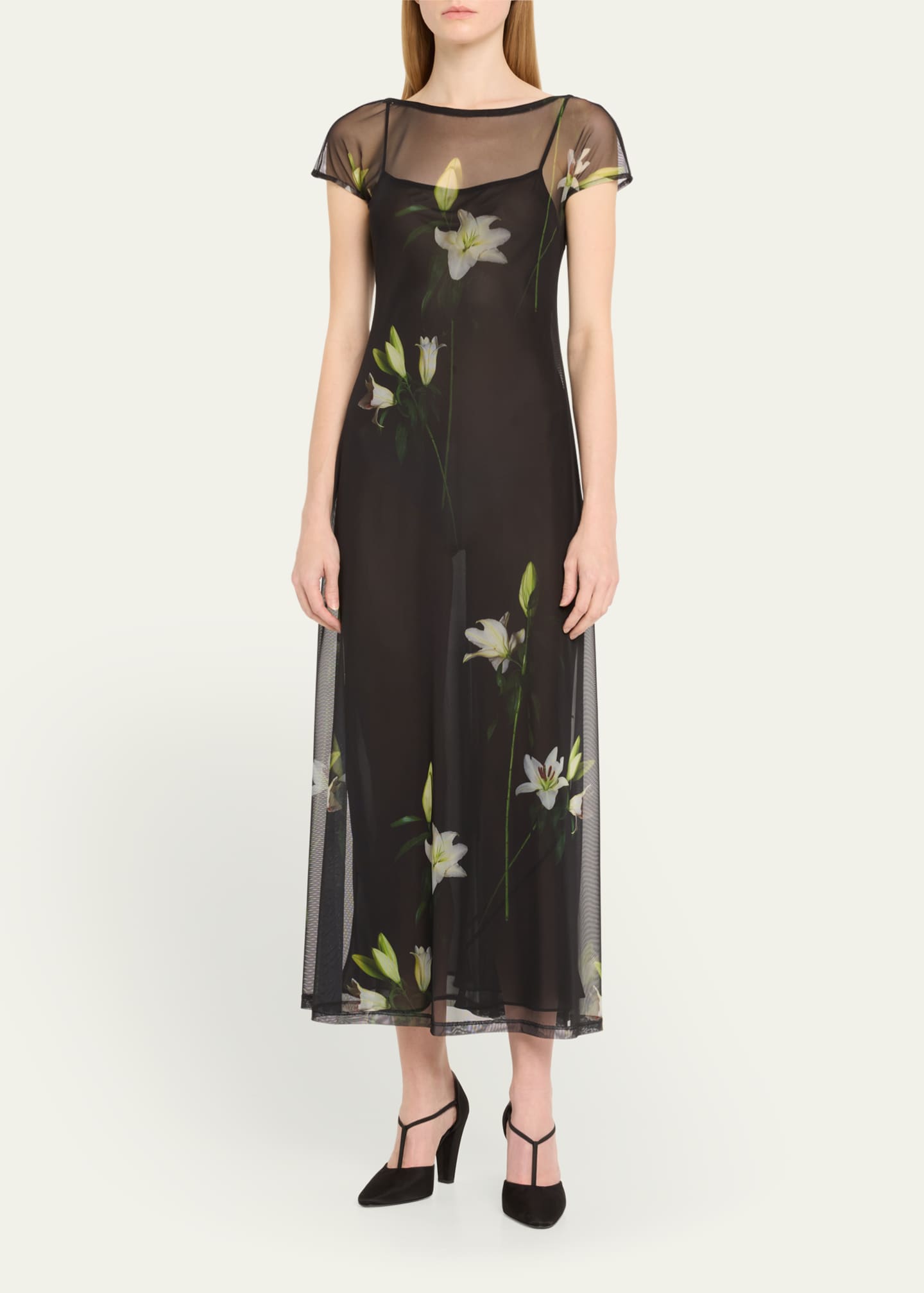 PUPPETS AND PUPPETS Diego Lily Print Mesh Maxi Dress with Slip ...