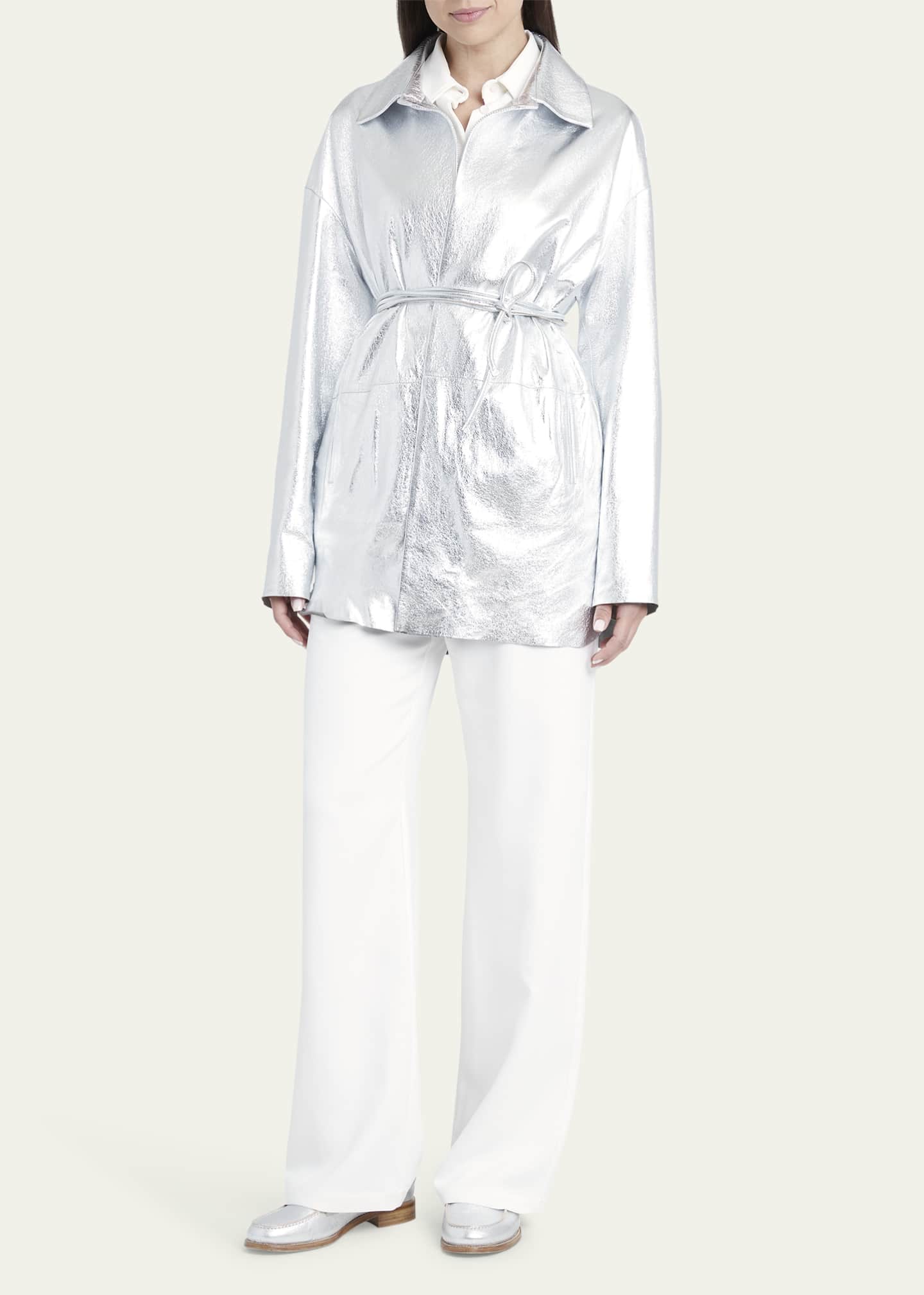 Kiton Leather Self-Tie Jacket - Bergdorf Goodman