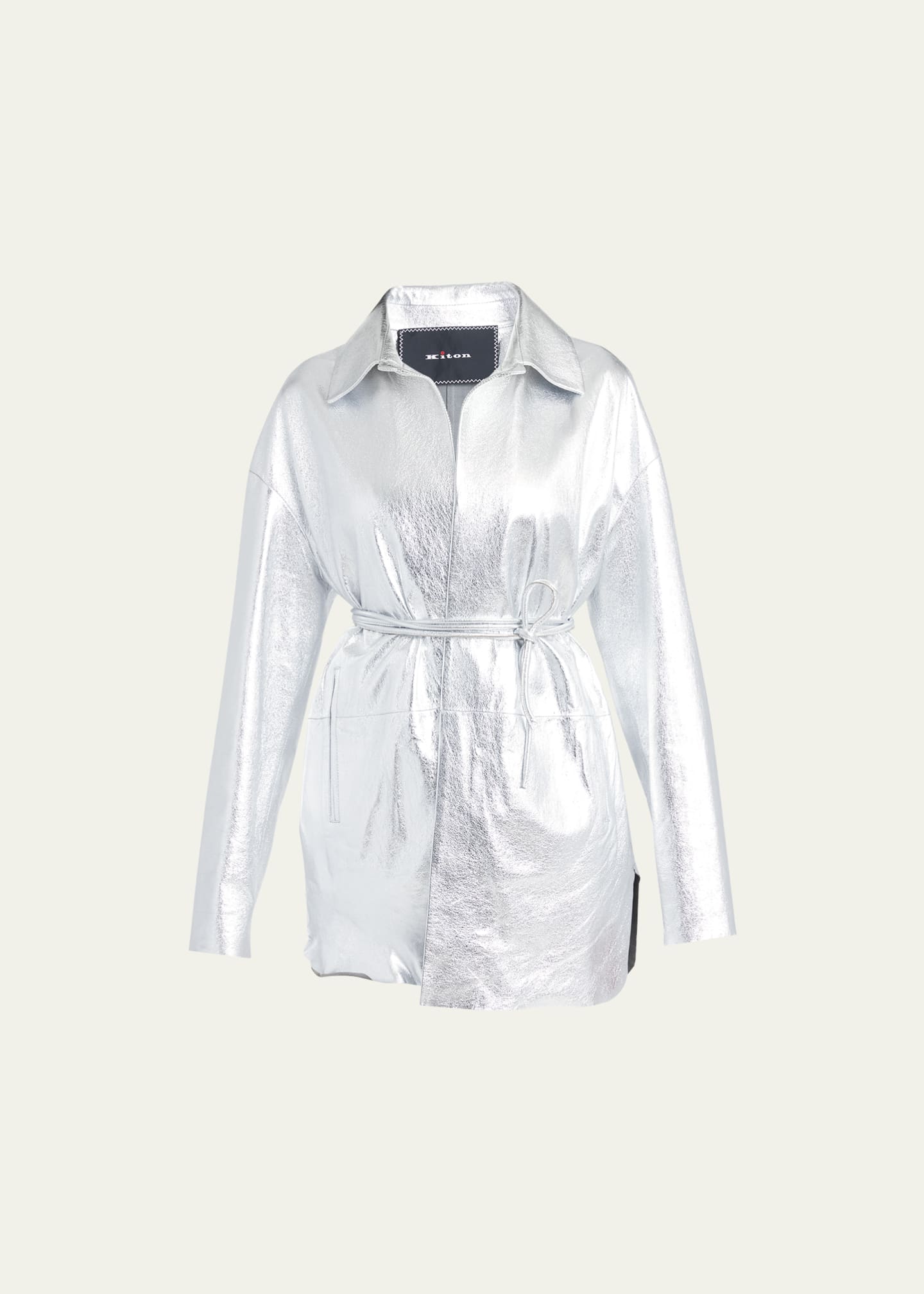 Kiton Leather Self-Tie Jacket - Bergdorf Goodman