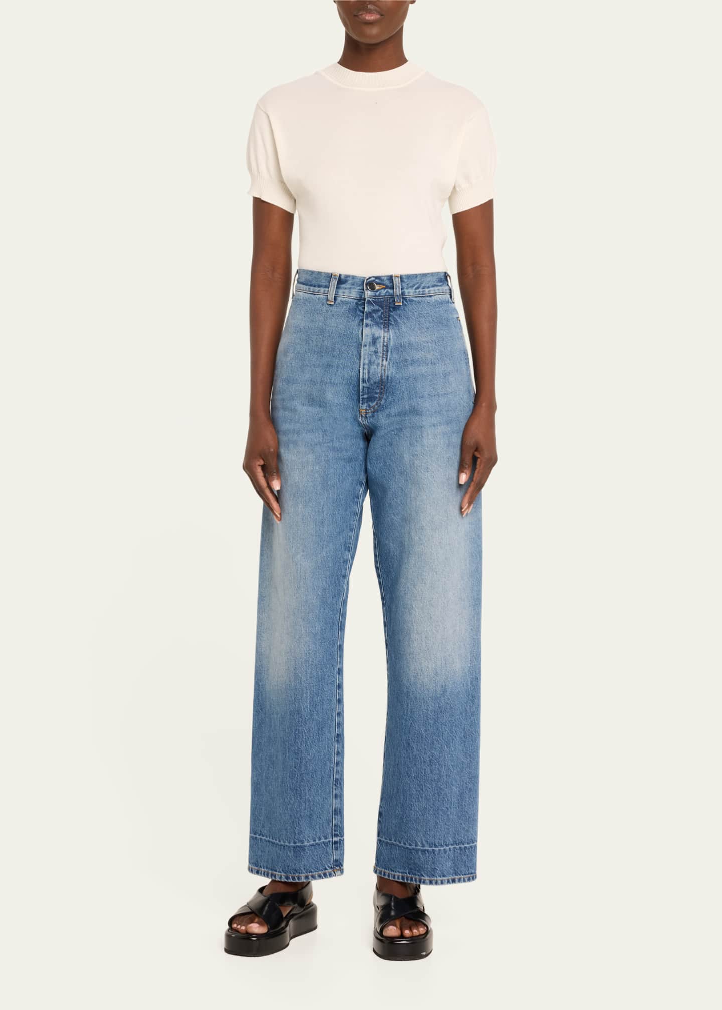 Plan C Denim Belted Trousers - Bergdorf Goodman