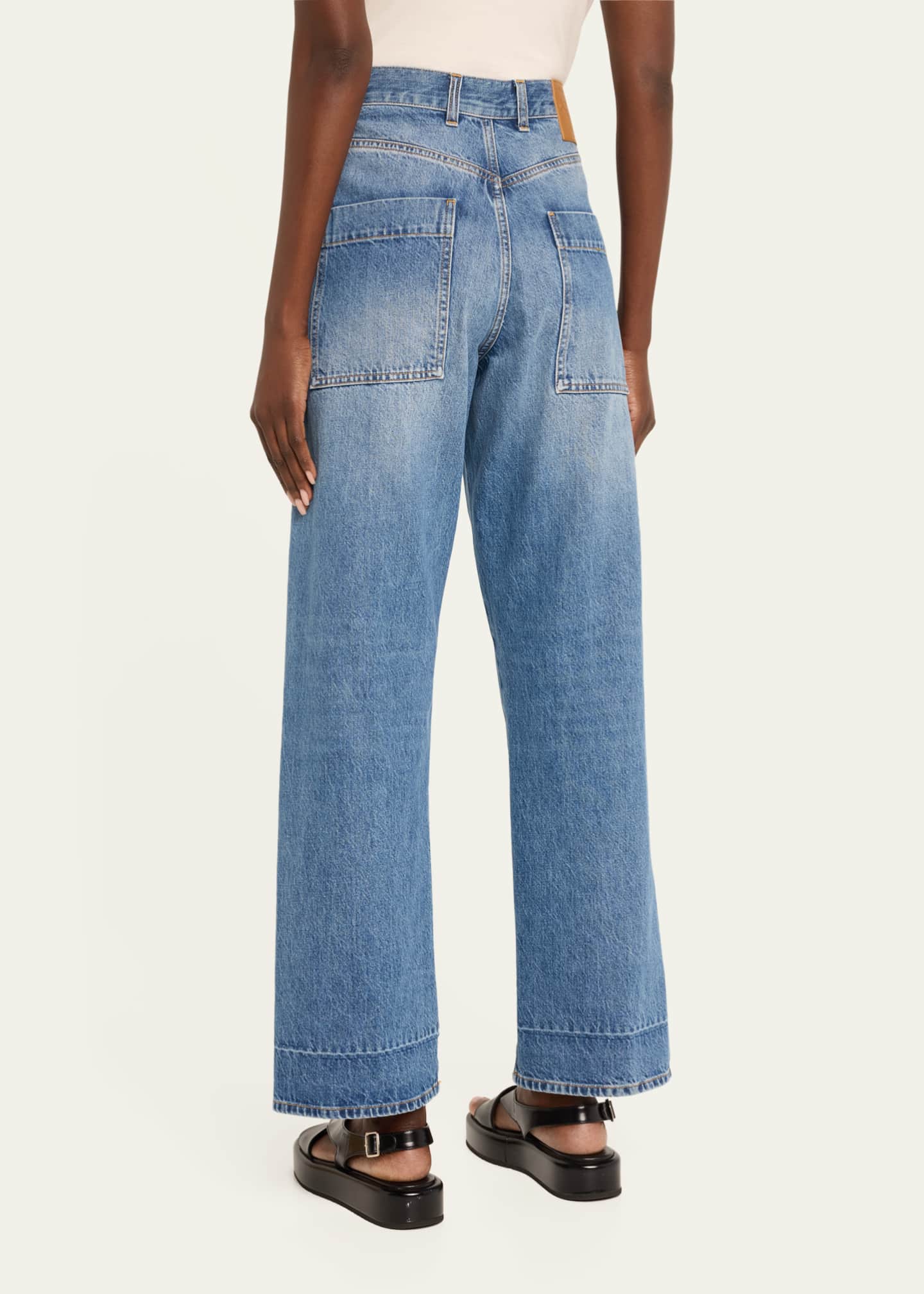 Plan C Denim Belted Trousers - Bergdorf Goodman