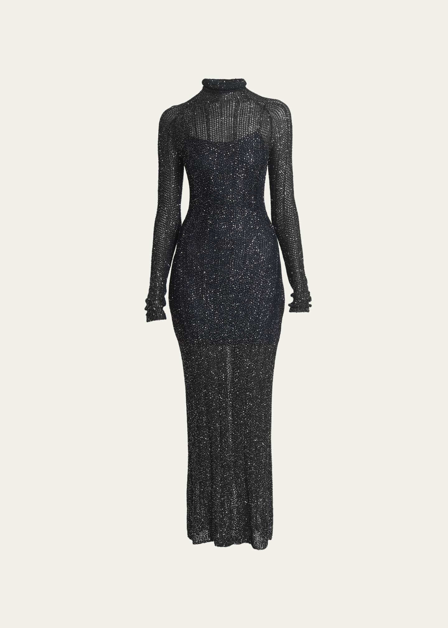 ALAIA Open-Knit Sequin Maxi Dress - Bergdorf Goodman