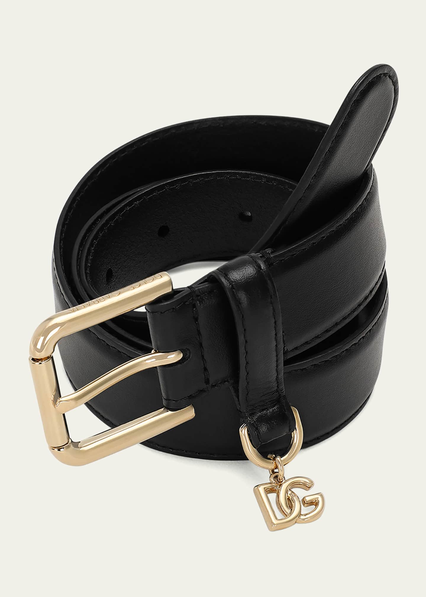 Dolce&Gabbana DG Charm Smooth Leather & Brass Belt - Bergdorf Goodman