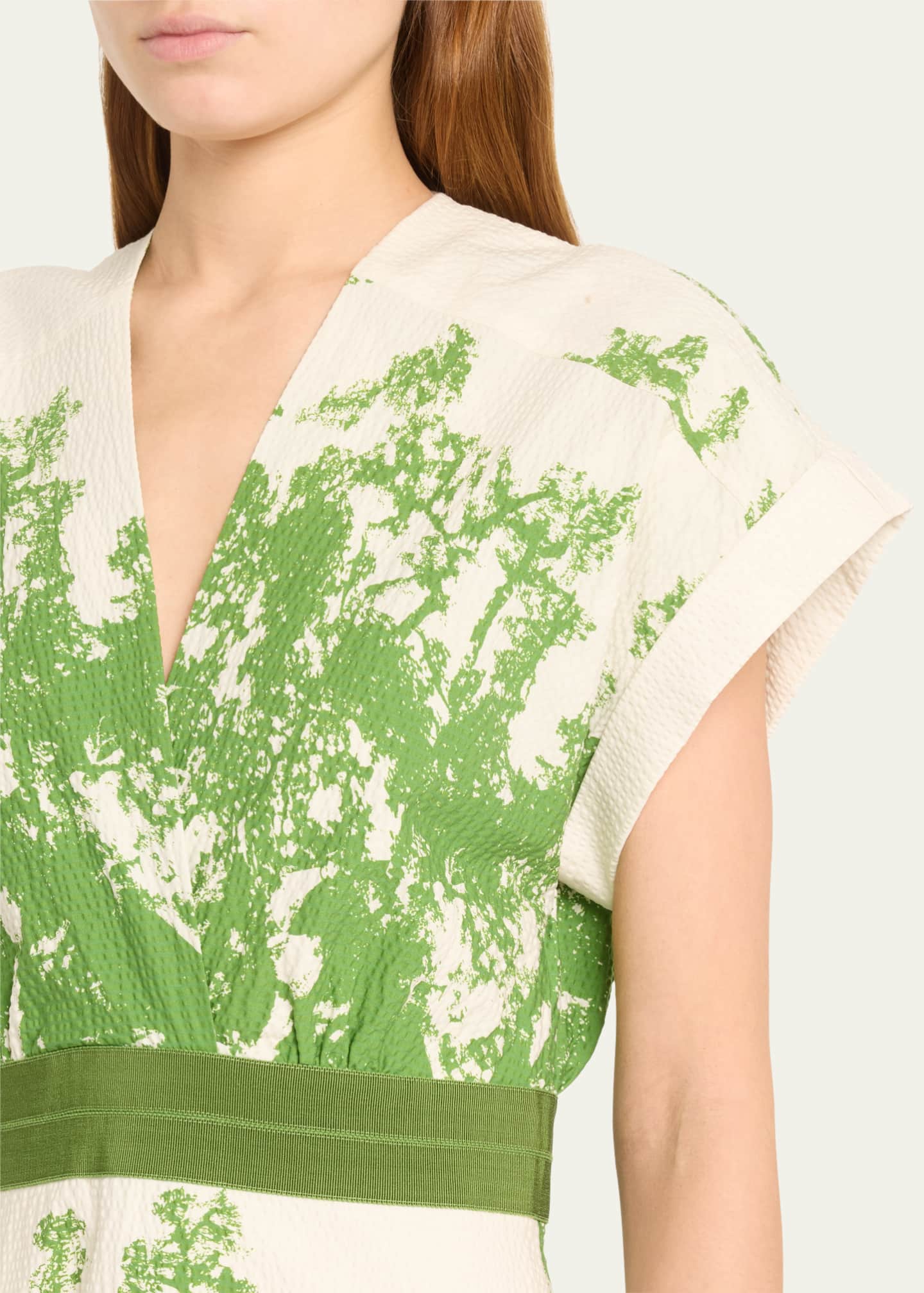 Silvia Tcherassi Metaponto Printed Cutout Flounce Midi Dress Bergdorf
