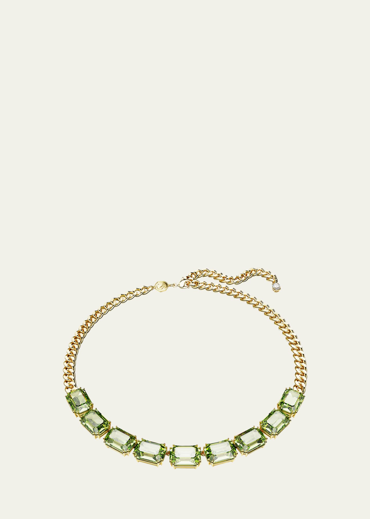 SWAROVSKI Millenia Gold-Tone Octagon-Cut Green Crystal Chain Necklace ...