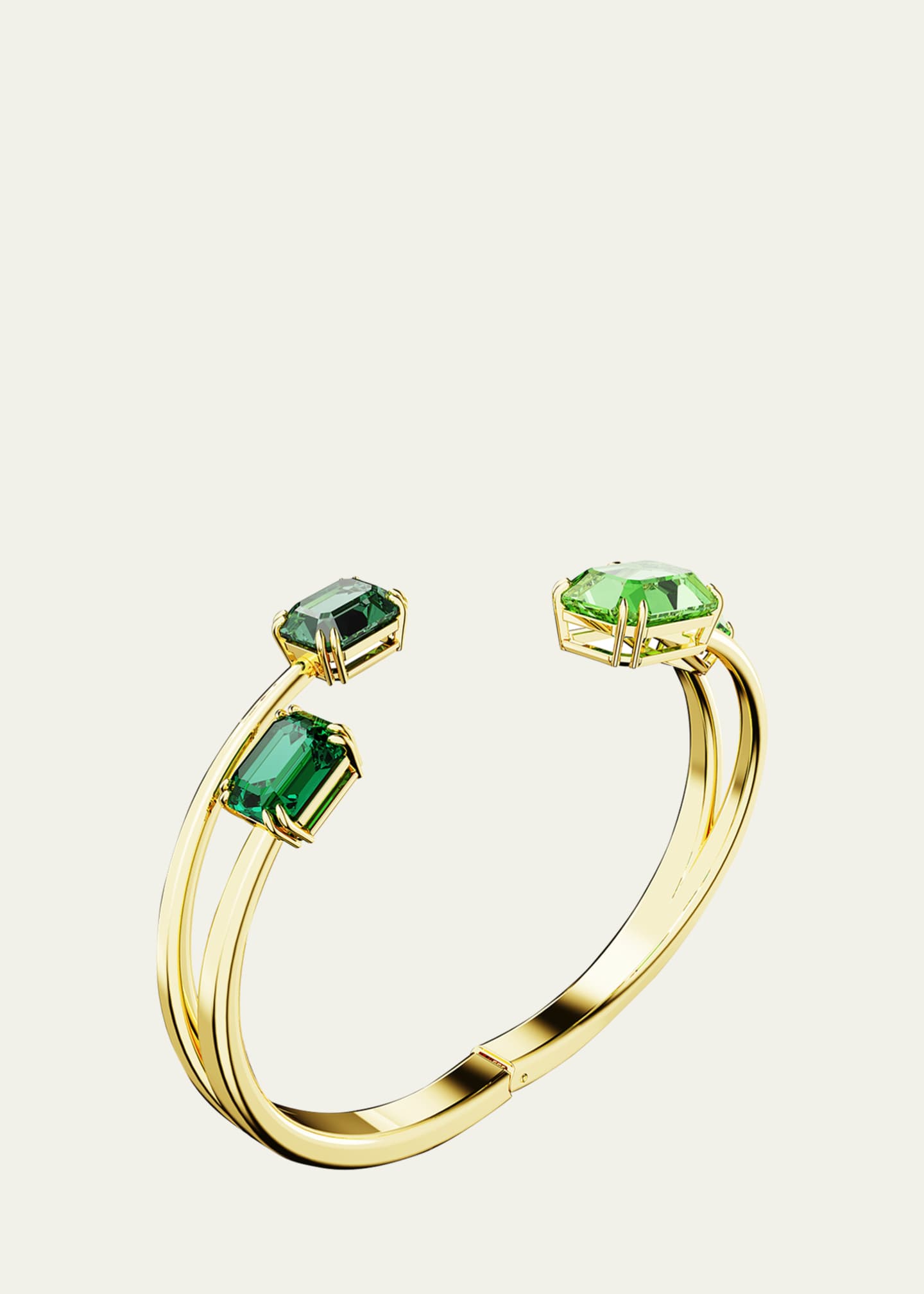 SWAROVSKI Millenia Gold-Tone Octagon-Cut Green Crystal Bangle Bracelet ...