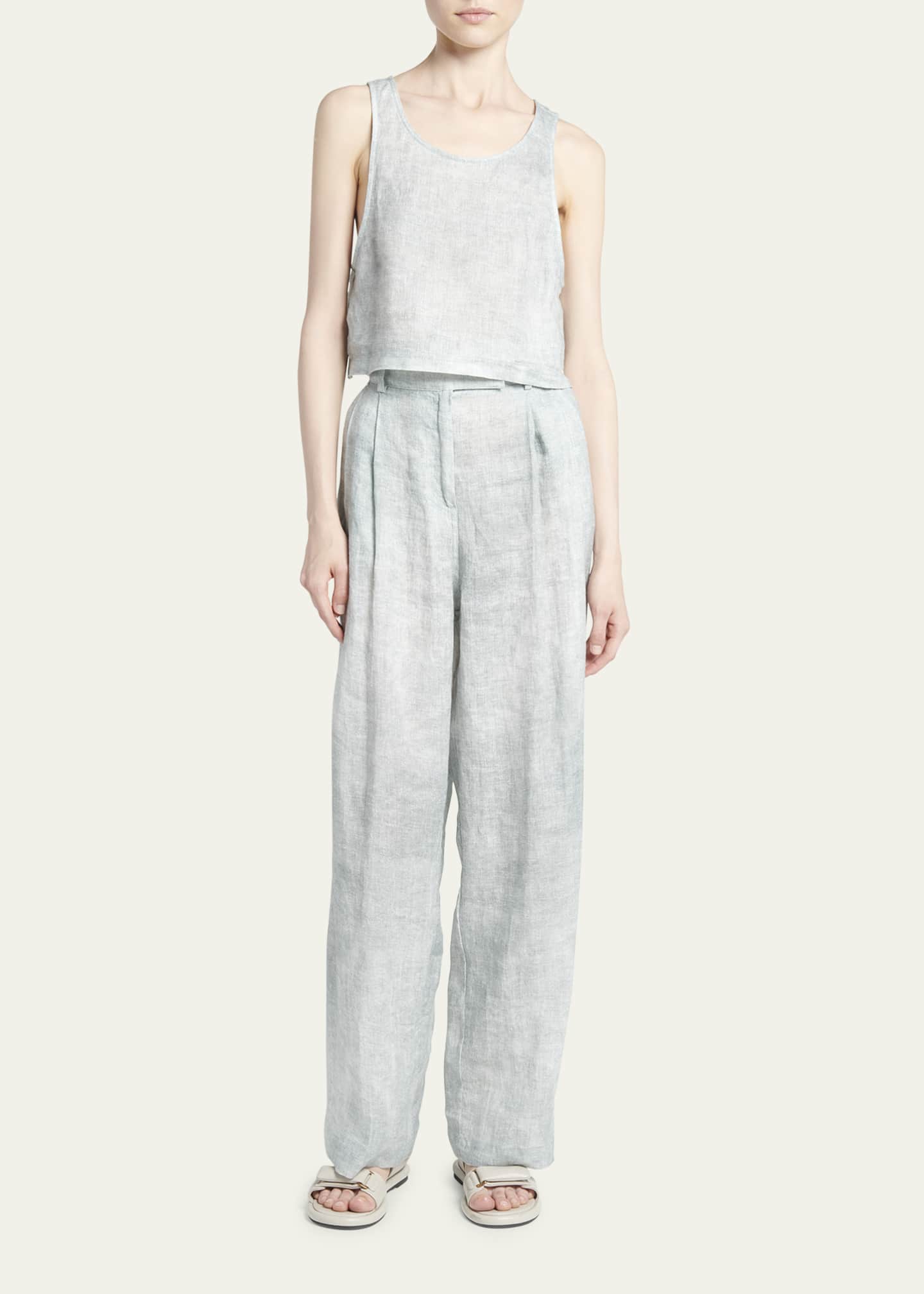 Giorgio Armani Linen Denim Effect Tank Top - Bergdorf Goodman