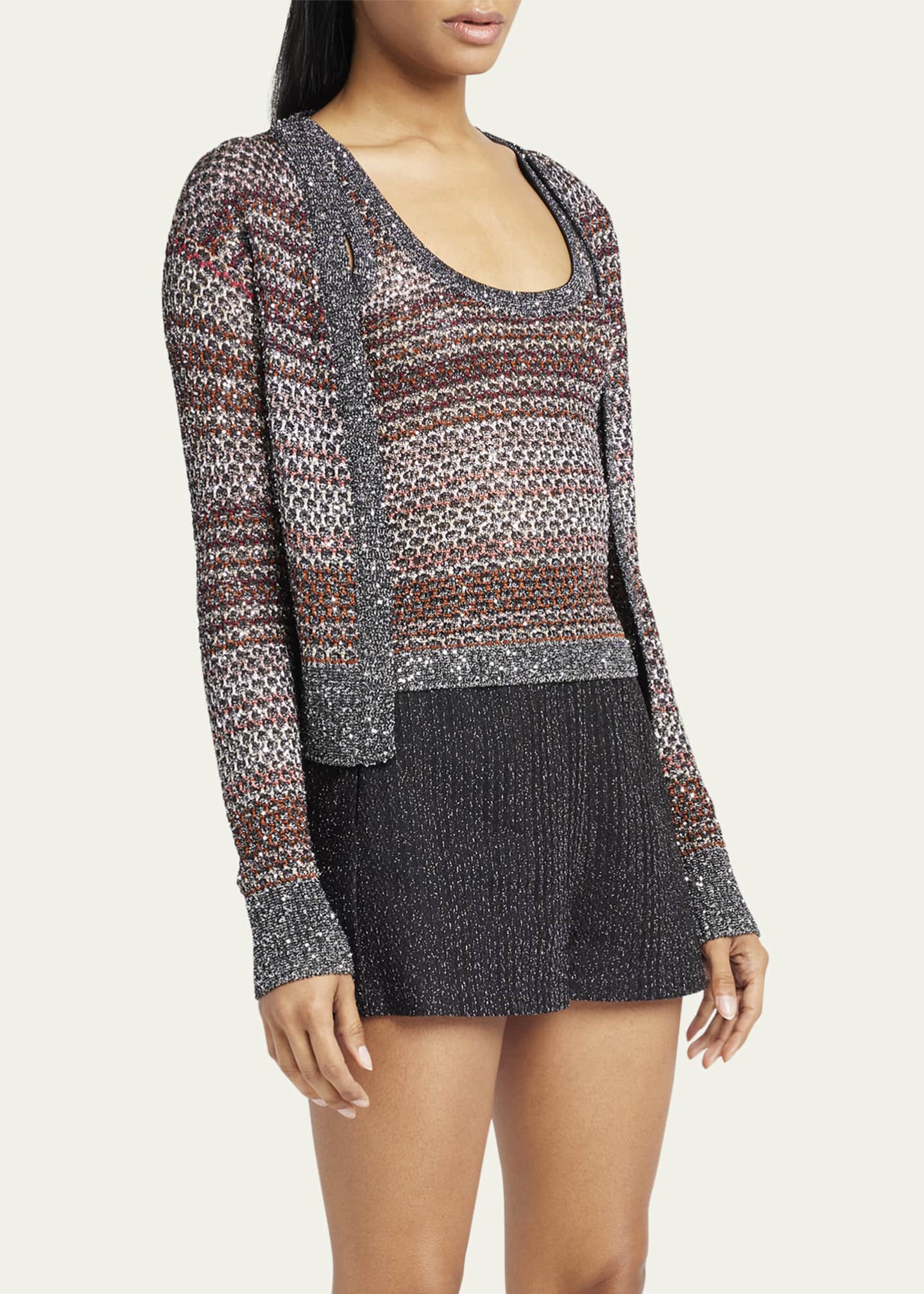 Missoni Multicolor Mesh Knit Cardigan with Sequin Detail - Bergdorf Goodman
