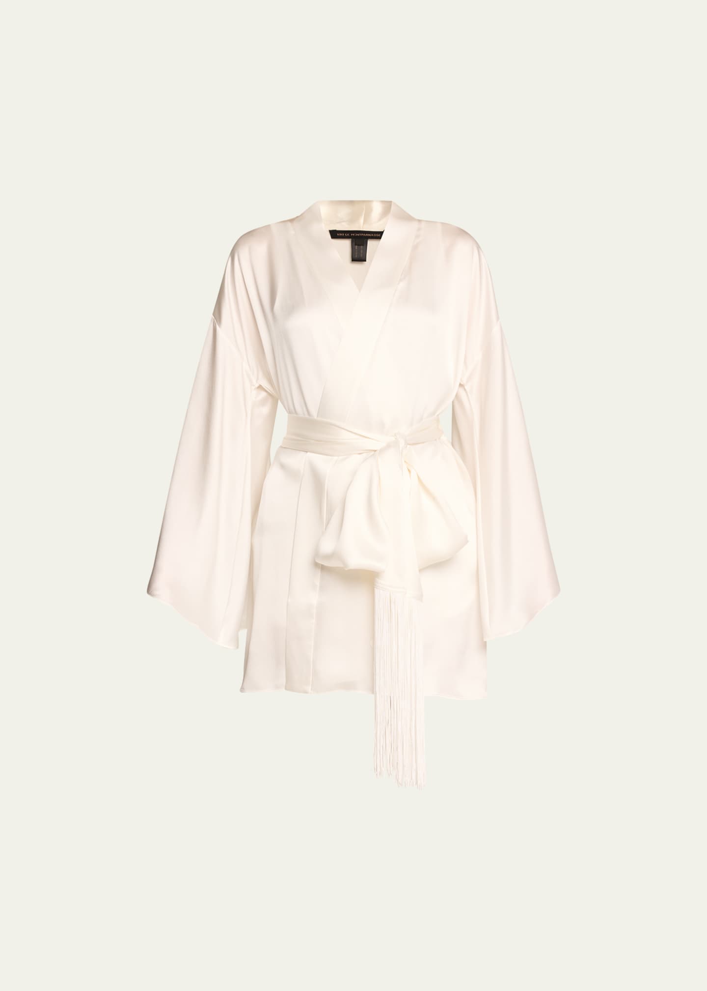 Kiki De Montparnasse Fringe-Trim Silk Mini Kimono Robe - Bergdorf Goodman