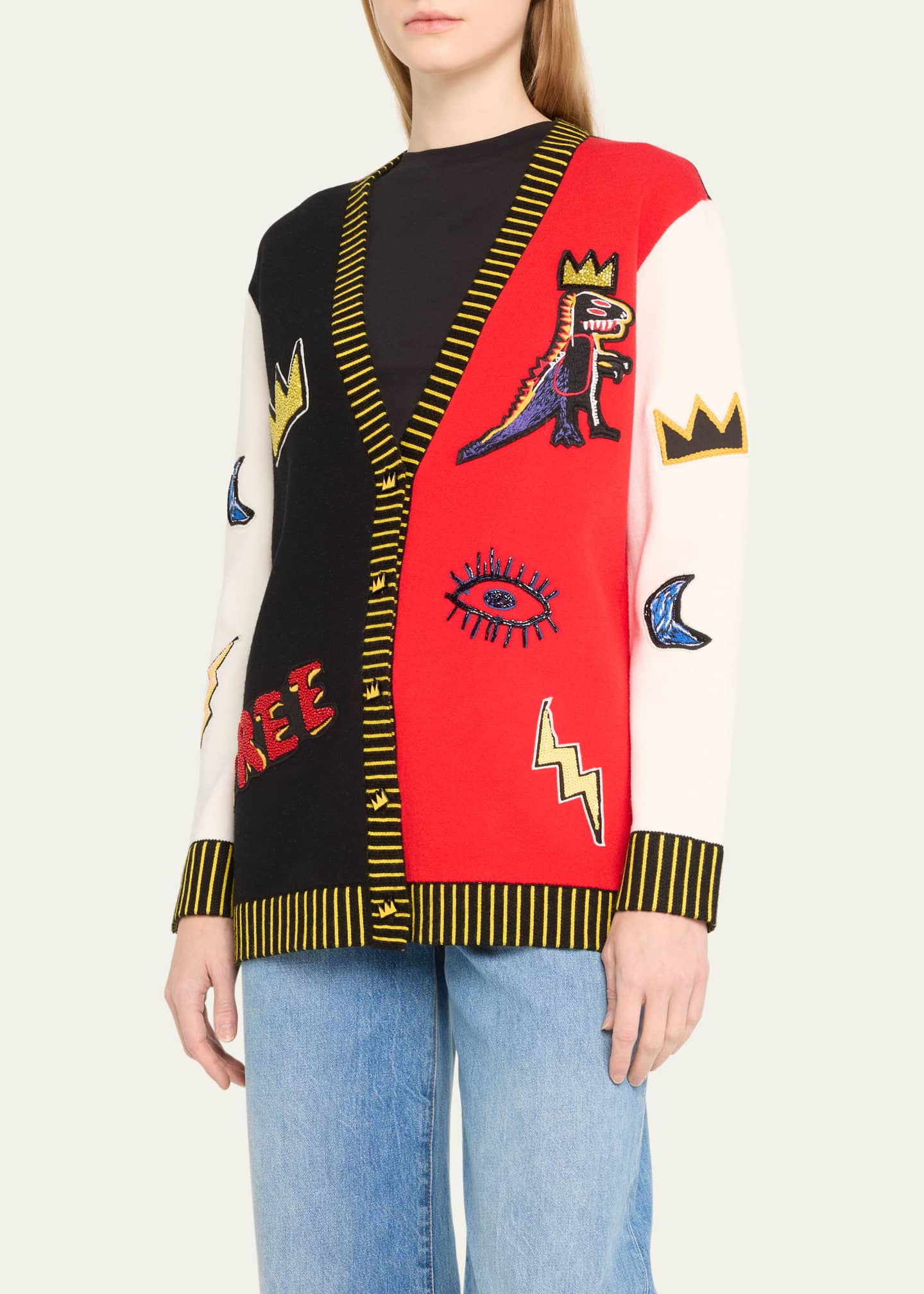Alice + Olivia x Basquiat Bradford Grandpa Cardigan - Bergdorf Goodman