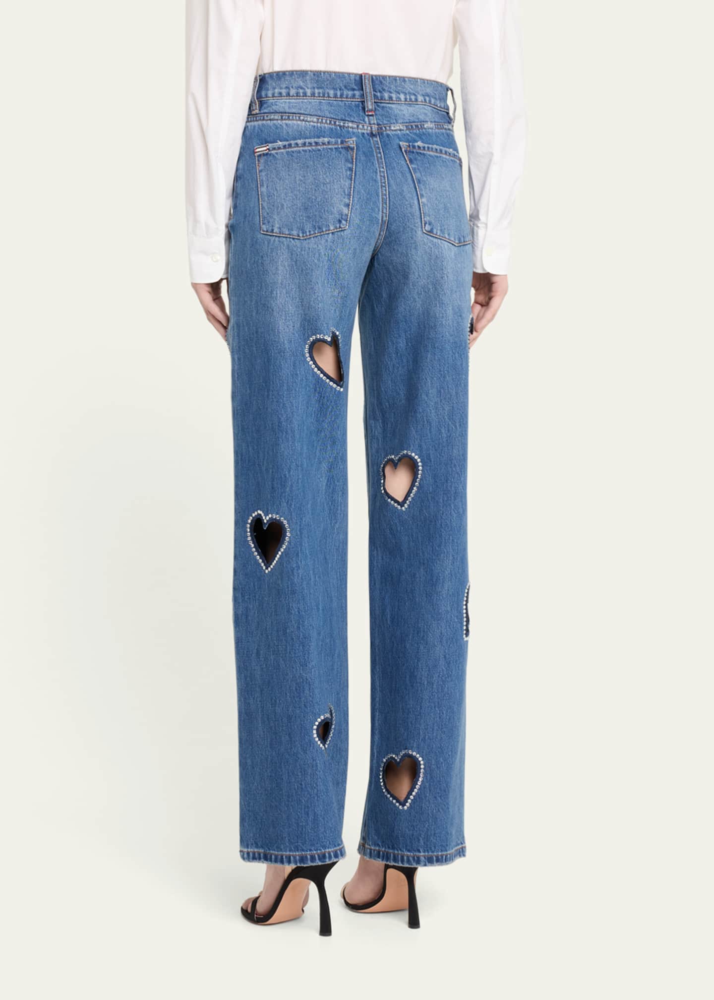 Alice + Olivia Karrie Embellished Heart Cutout Jeans - Bergdorf Goodman