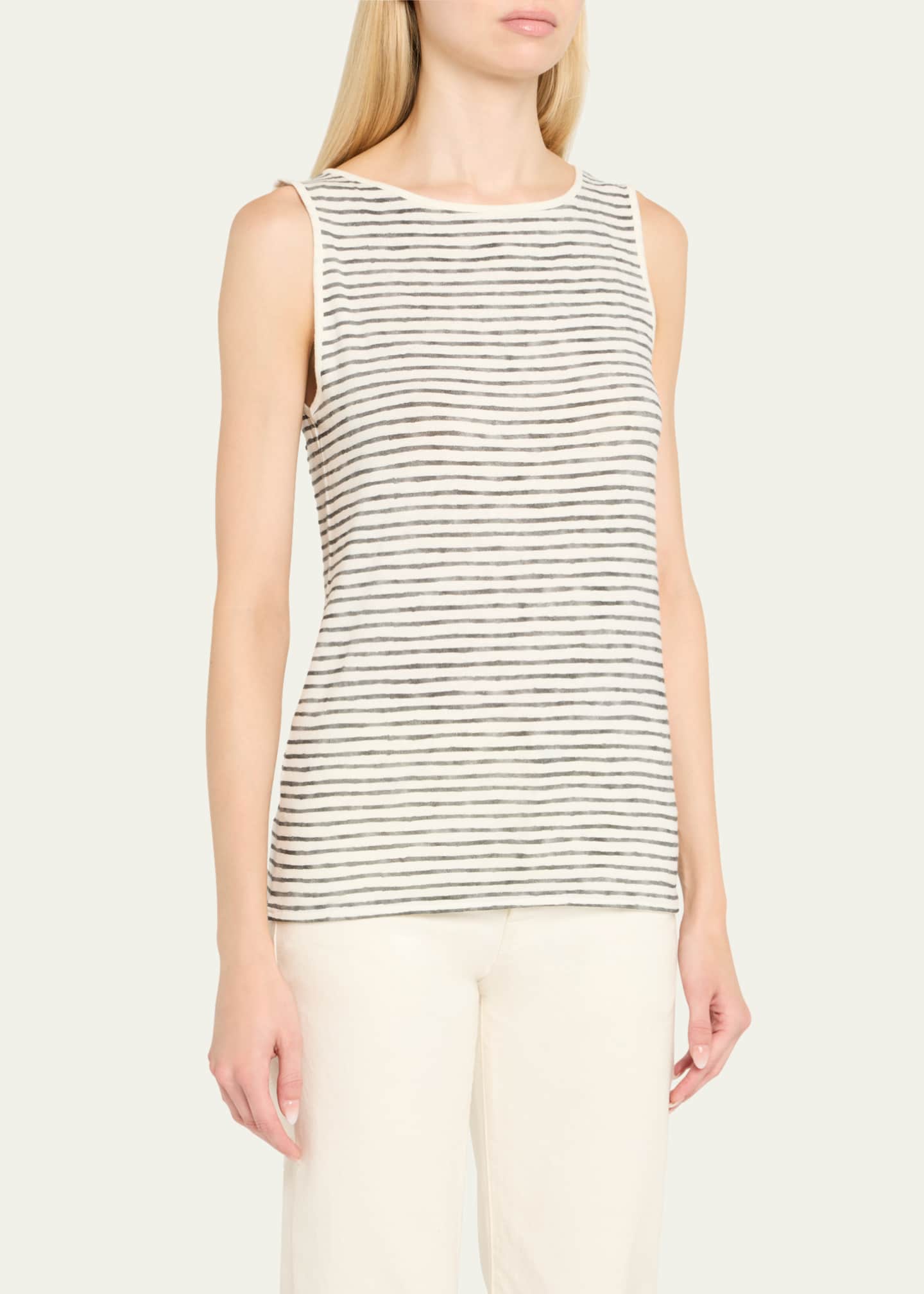 Majestic Filatures Stretch Linen Stripe Boat-Neck Tank Top - Bergdorf ...
