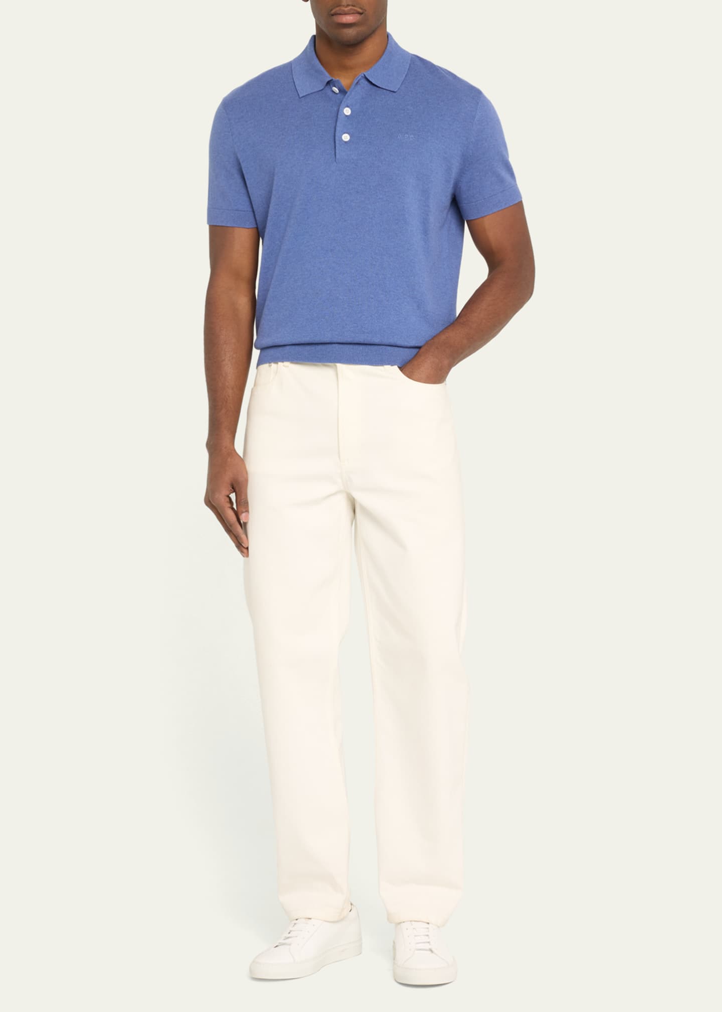 A.P.C. Men's Gregory Cotton-Cashmere Polo Shirt - Bergdorf Goodman