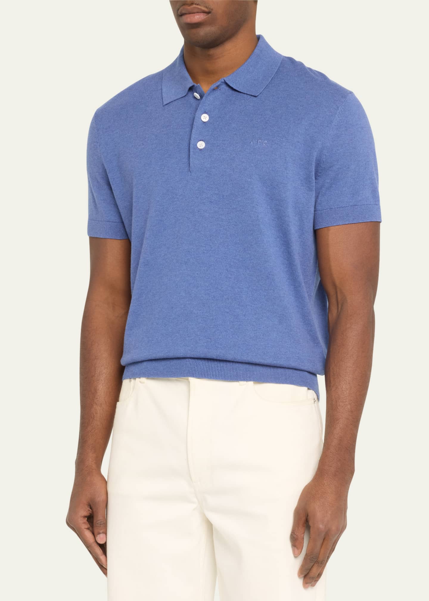 A.P.C. Men's Gregory Cotton-Cashmere Polo Shirt - Bergdorf Goodman