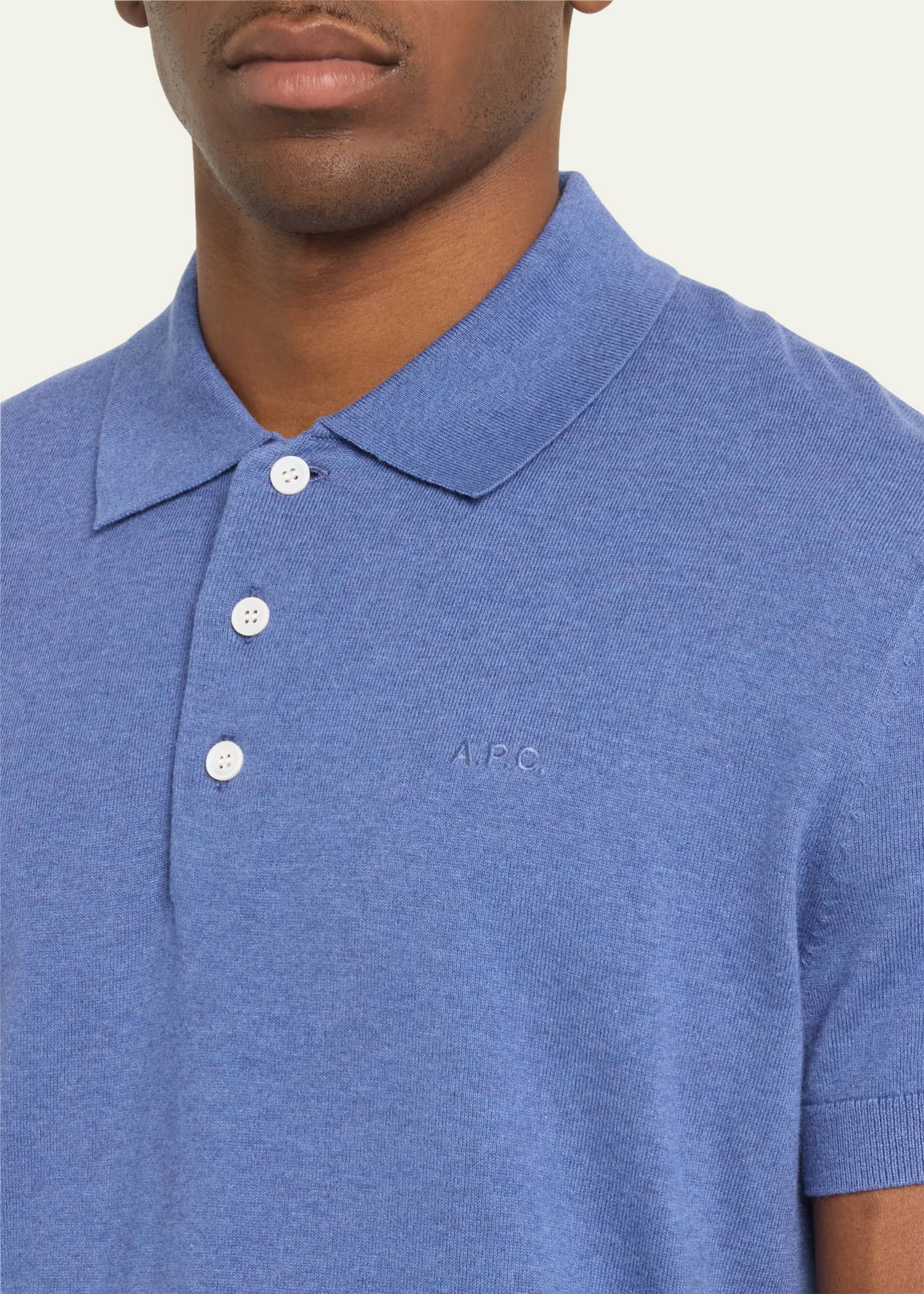 A.P.C. Men's Gregory Cotton-Cashmere Polo Shirt - Bergdorf Goodman