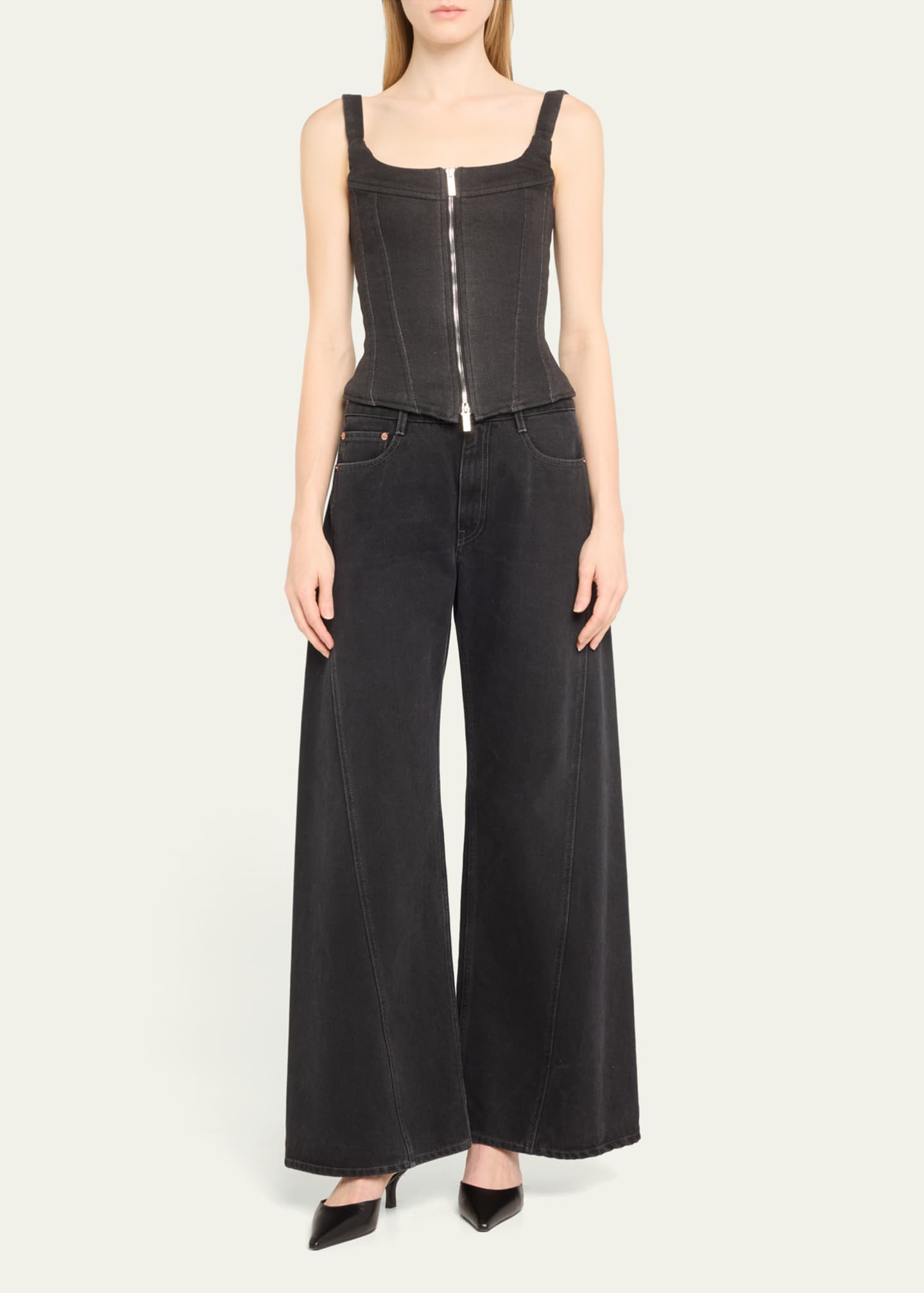 EB DENIM Rainy Denim Corset Top - Bergdorf Goodman