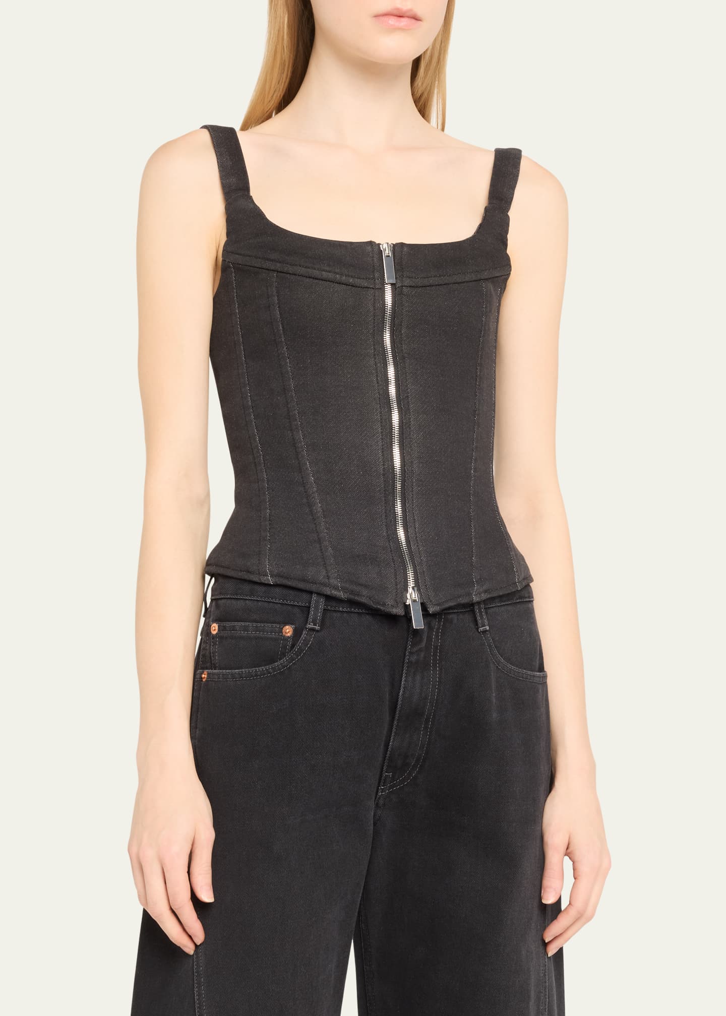EB DENIM Rainy Denim Corset Top - Bergdorf Goodman