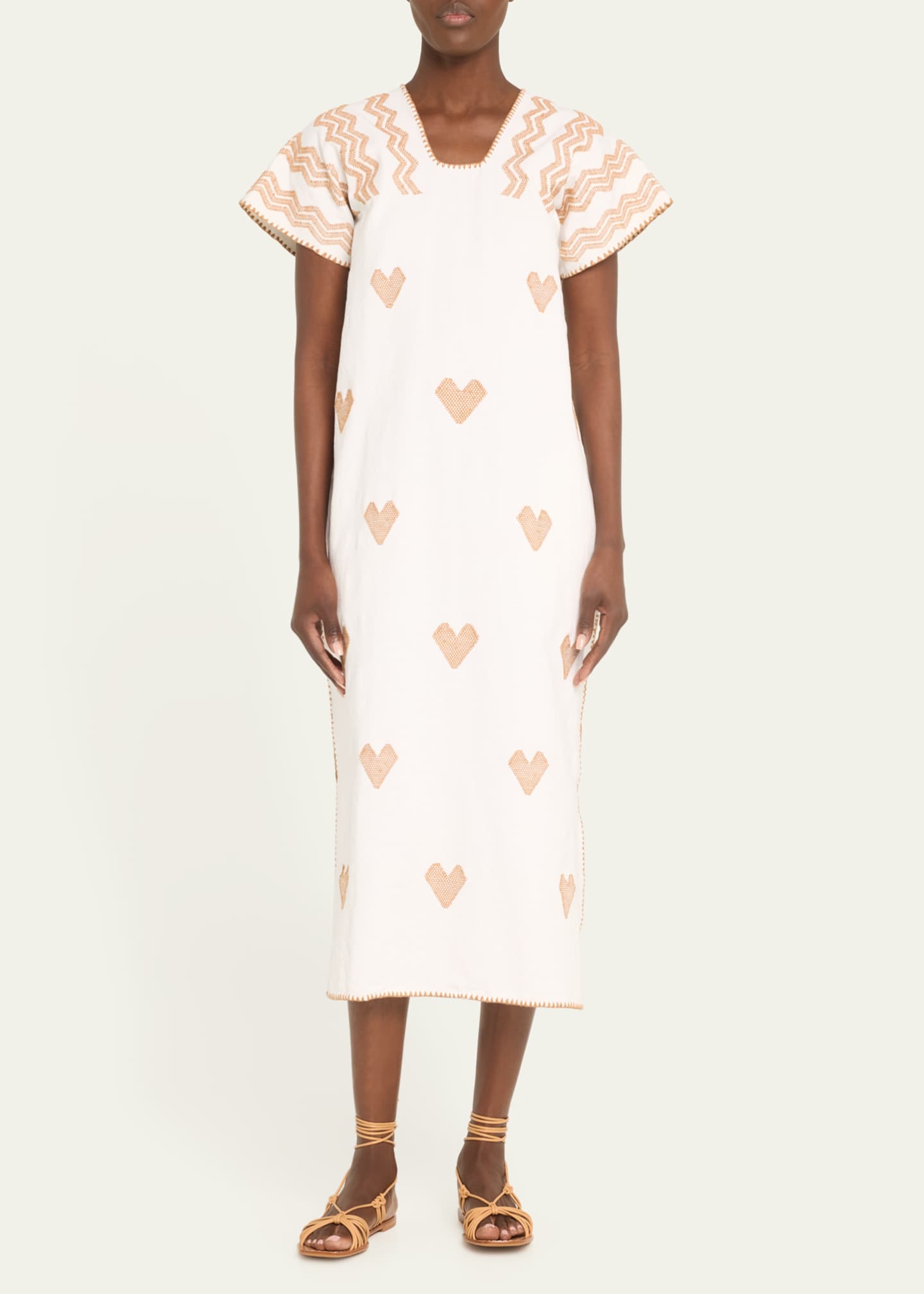 Pippa Holt Single-Panel Midi Kaftan with Heart Embroidery - Bergdorf ...