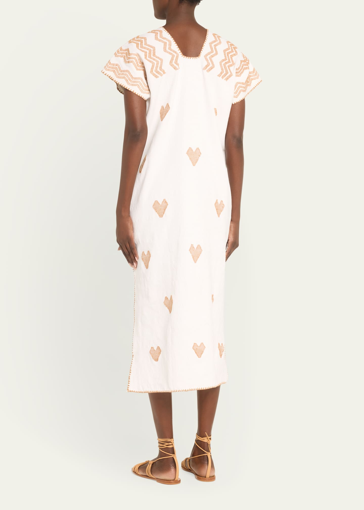 Pippa Holt Single-Panel Midi Kaftan with Heart Embroidery - Bergdorf ...