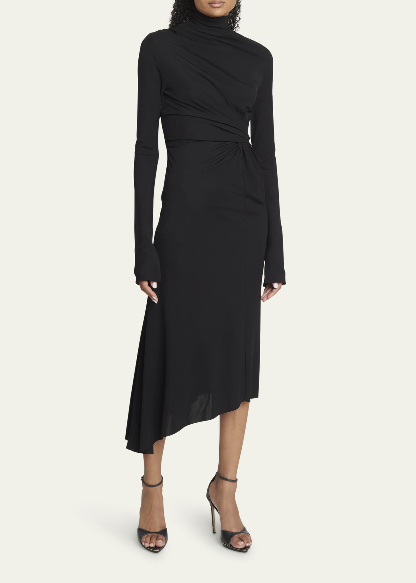 Victoria Beckham High-Neck Asymmetric Gathered Gown - Bergdorf Goodman
