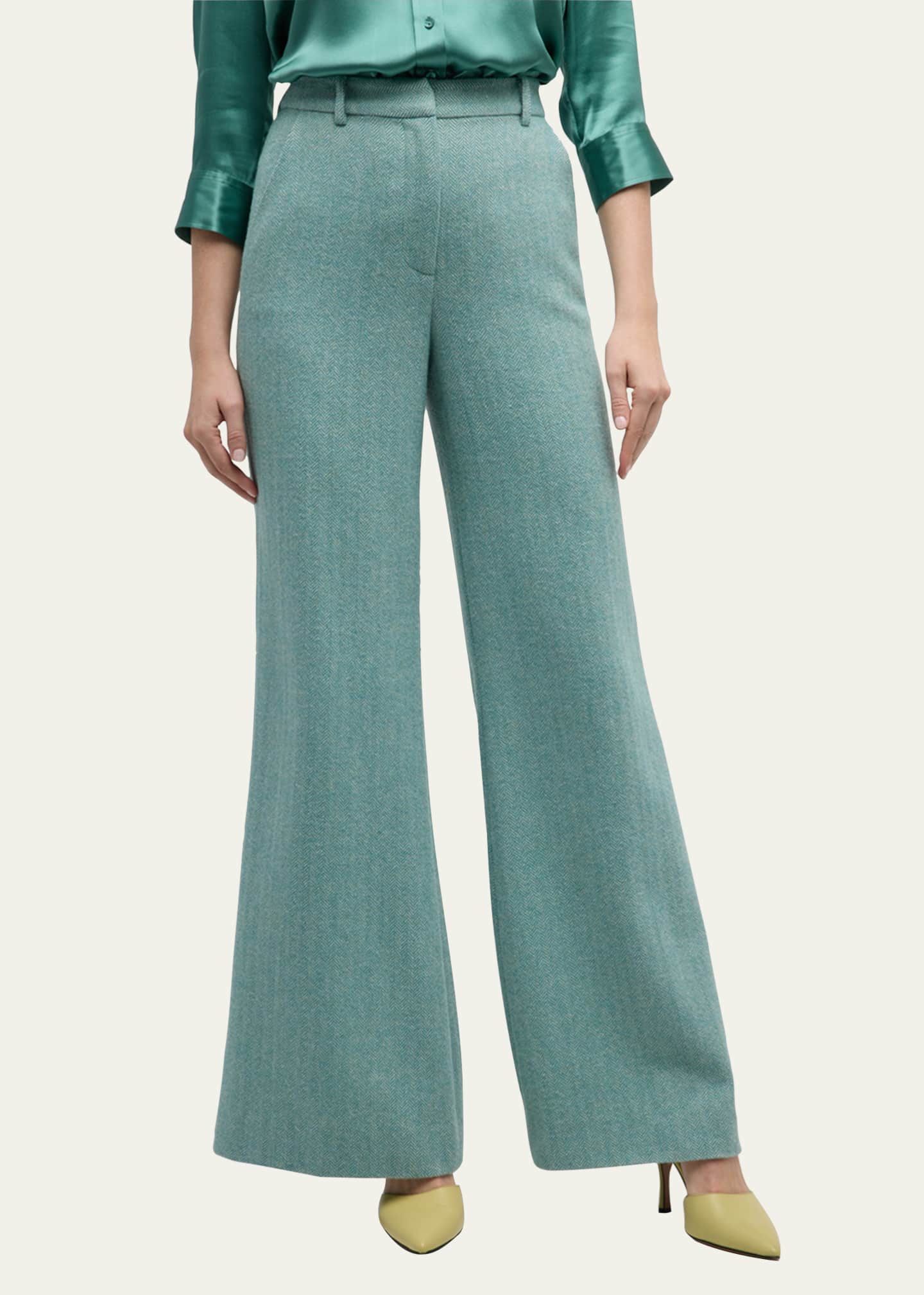 L'Agence Pilar Wide-Leg Wool-Blend Pants - Bergdorf Goodman