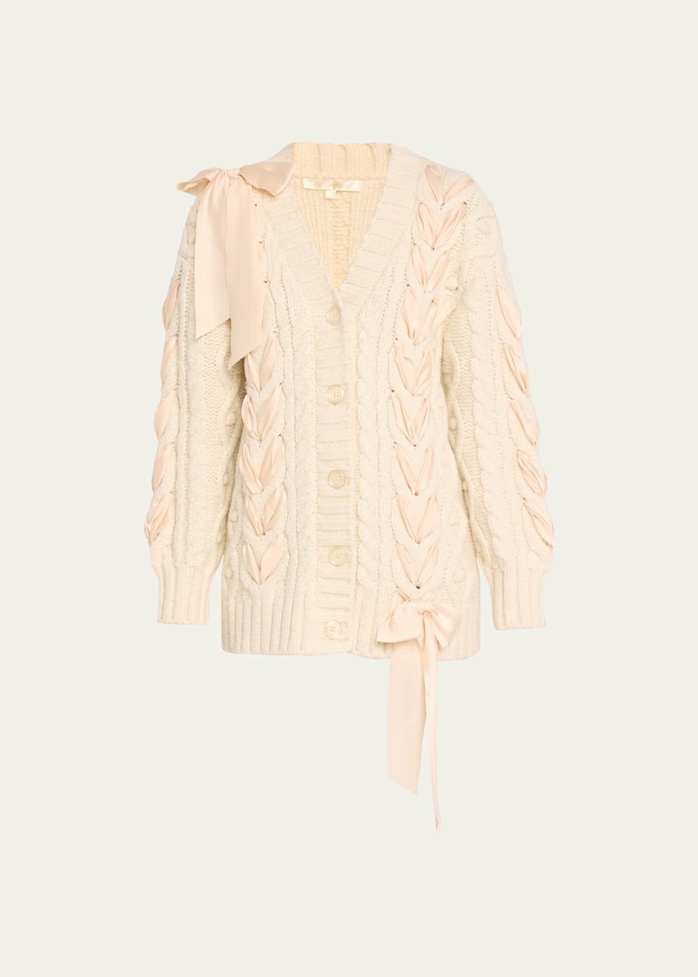 LoveShackFancy Kassius Ribbon Alpaca Wool Cardigan - Bergdorf Goodman