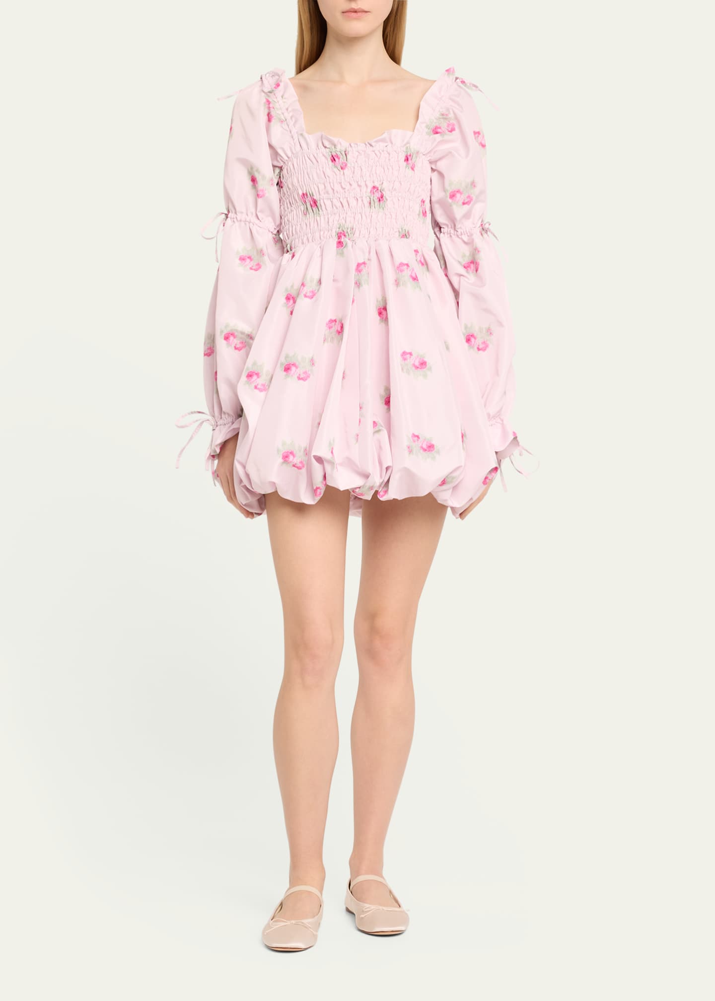 Loveshackfancy Janey Smocked Puff Sleeve Bubble Mini Dress Bergdorf