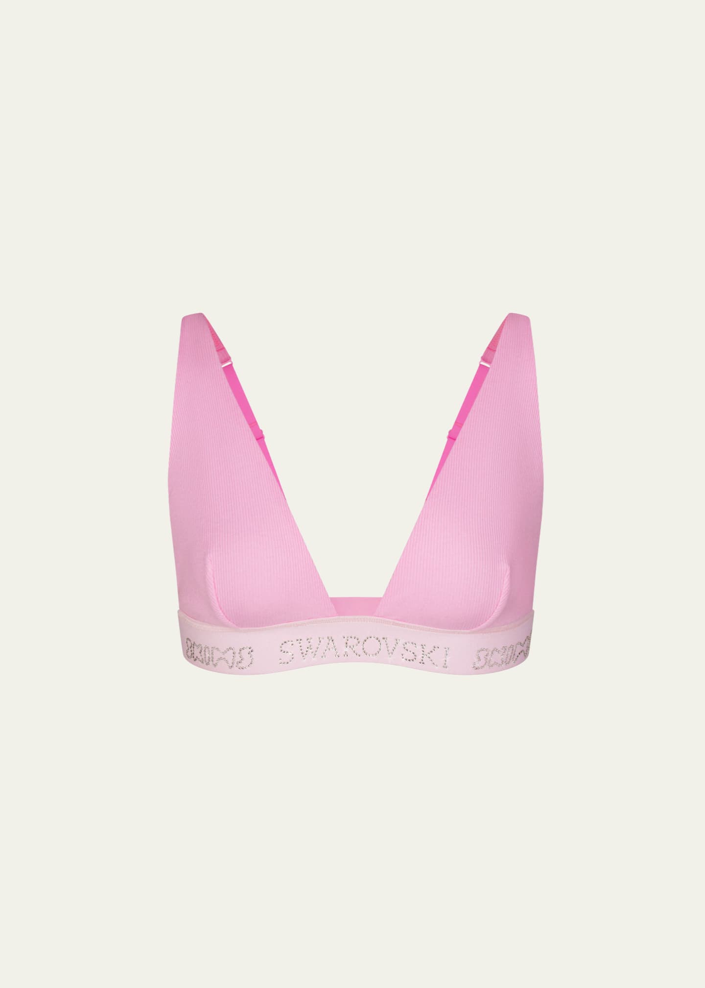 SWAROVSKI x SKIMS Cotton Rib Crystal Logo Plunge Bralette - Bergdorf ...