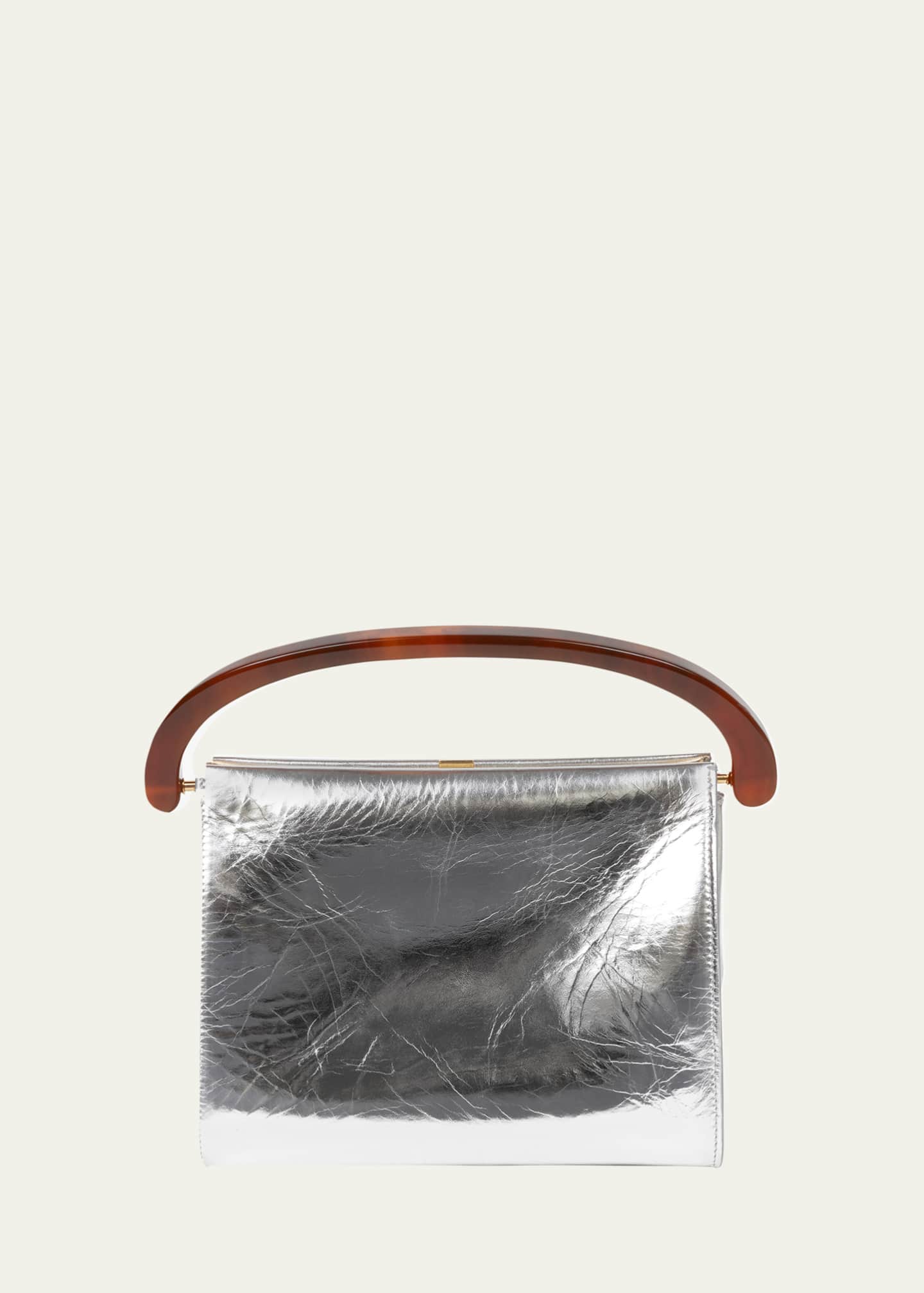Dries Van Noten Crisp Metallic Leather Top-Handle Bag - Bergdorf Goodman