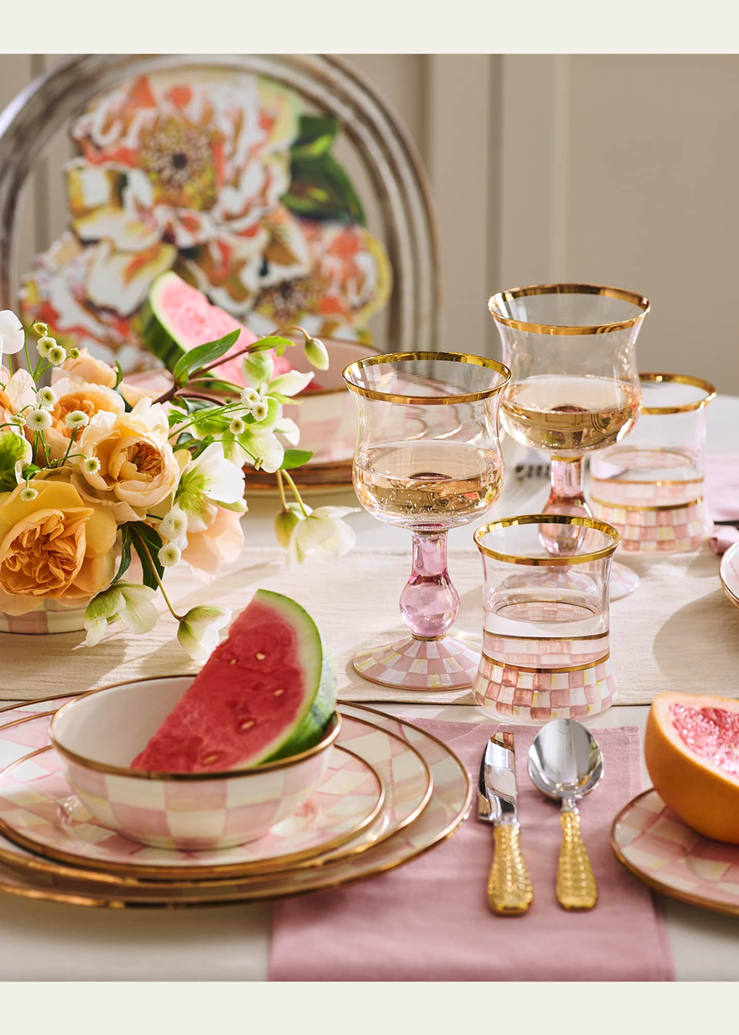 MacKenzie-Childs Rosy Check Enamel Charger Plate - Bergdorf Goodman