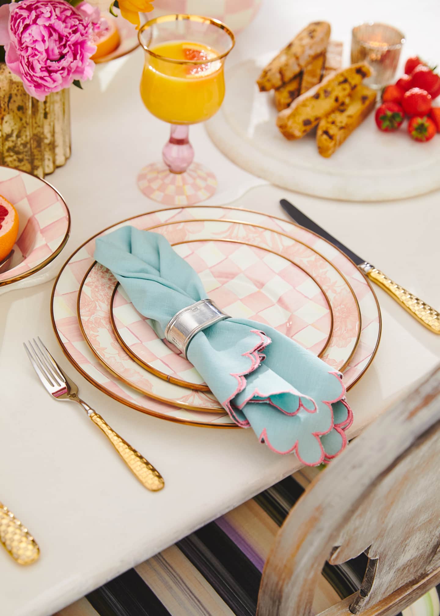MacKenzie-Childs Rosy Check Enamel Charger Plate - Bergdorf Goodman