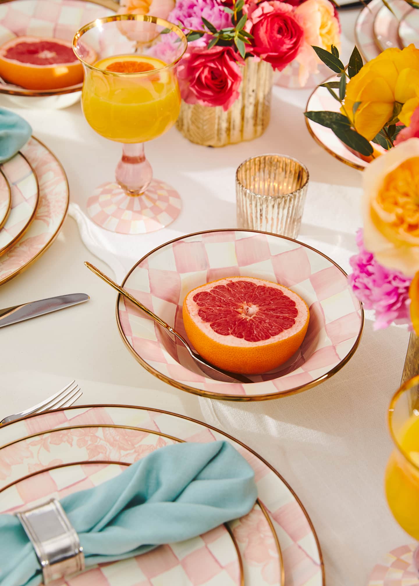 MacKenzie-Childs Rosy Check Enamel Breakfast Bowl - Bergdorf Goodman