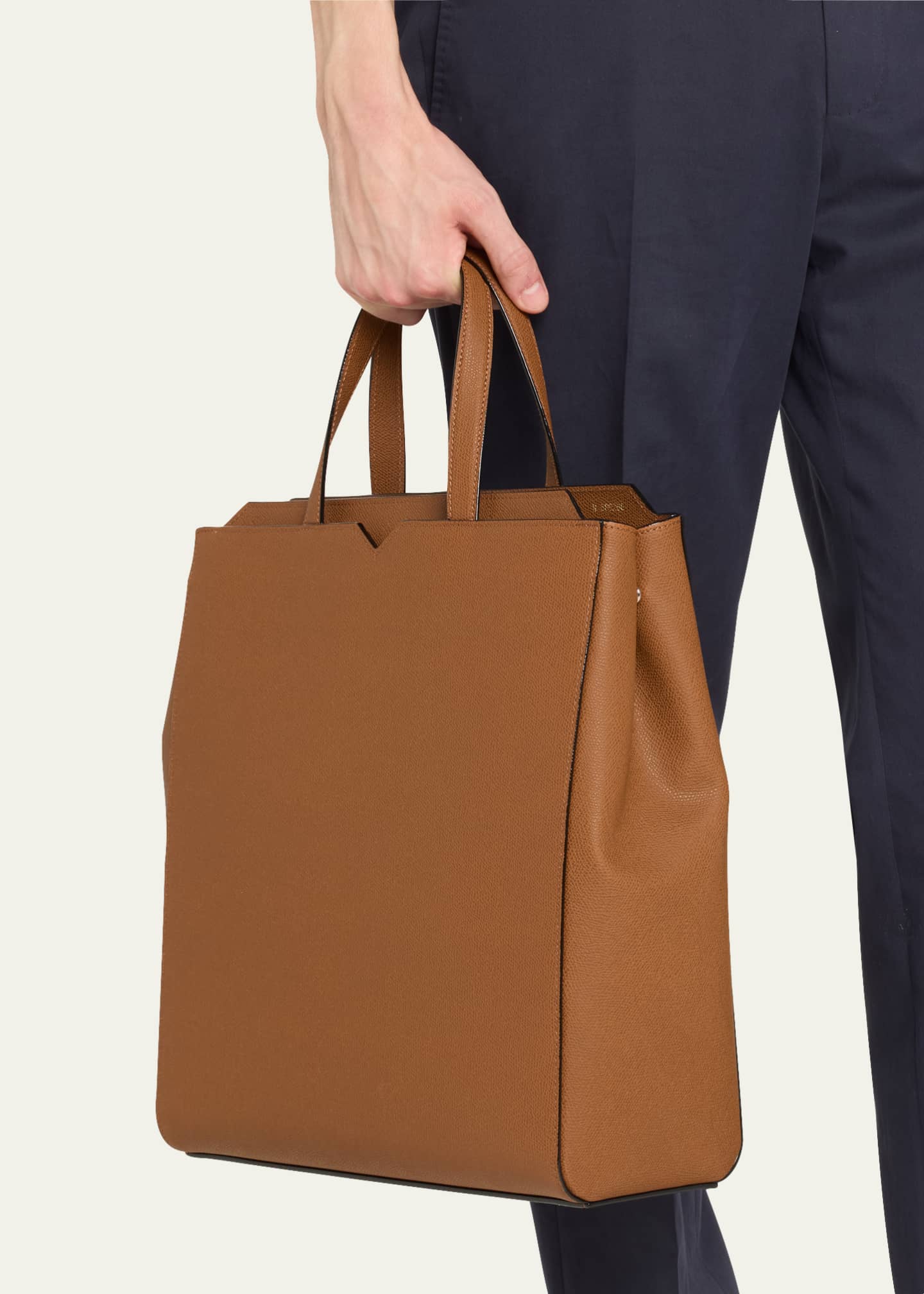 Valextra Men's V-Line Calfksin Tote Bag - Bergdorf Goodman