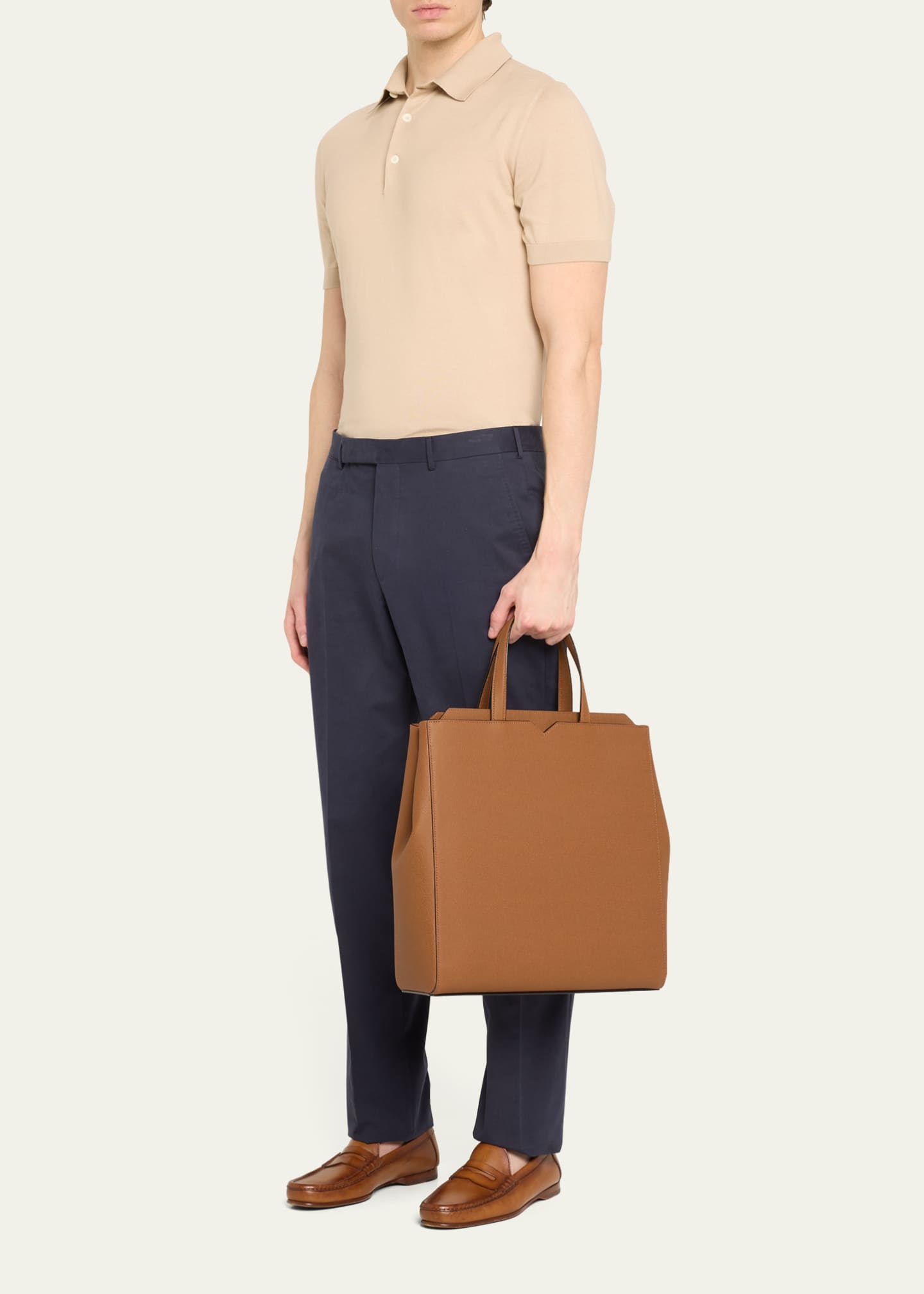 Valextra Men's V-Line Calfksin Tote Bag - Bergdorf Goodman