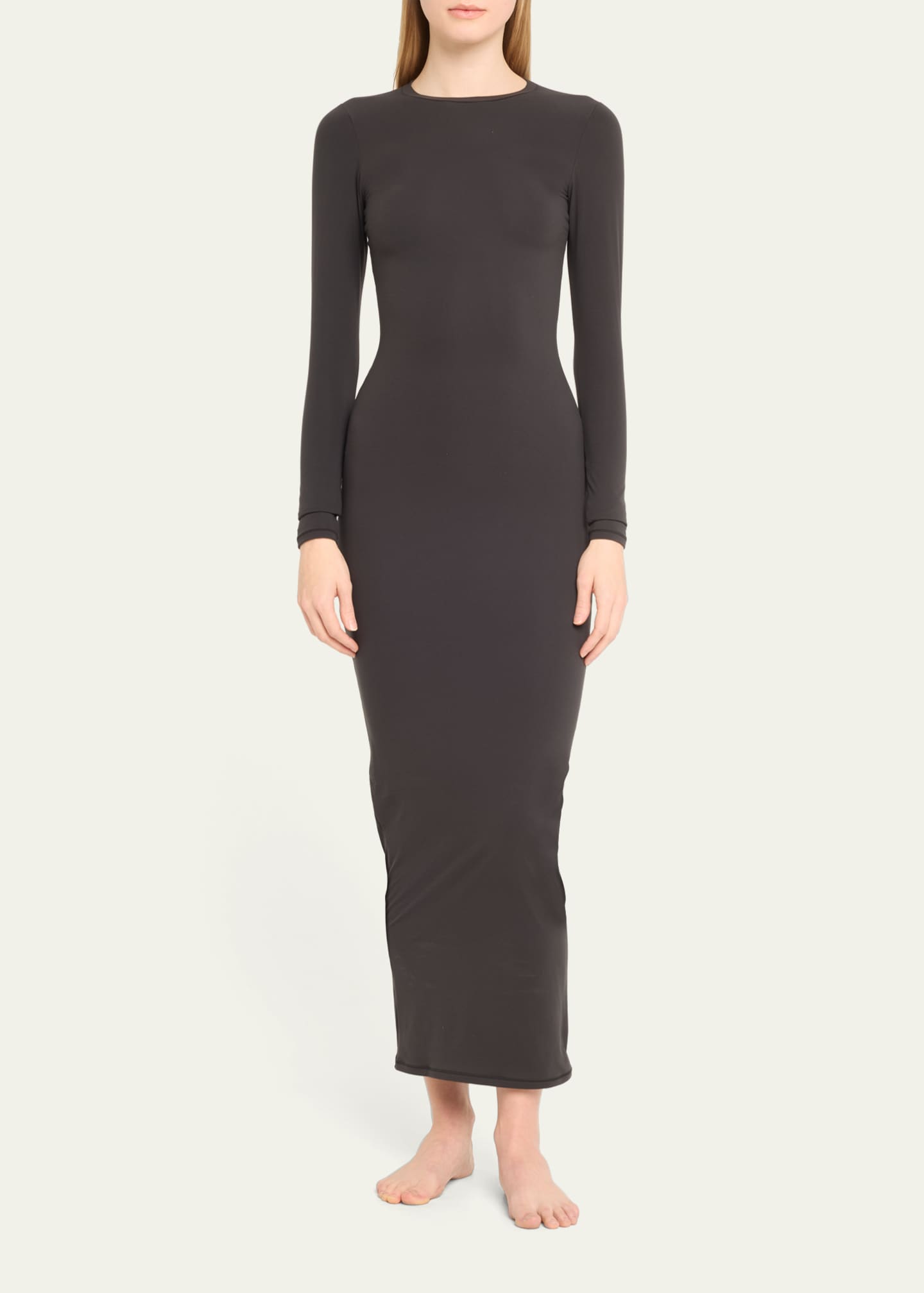 SKIMS Fits Everybody Long-Sleeve Crewneck Maxi Dress - Bergdorf Goodman
