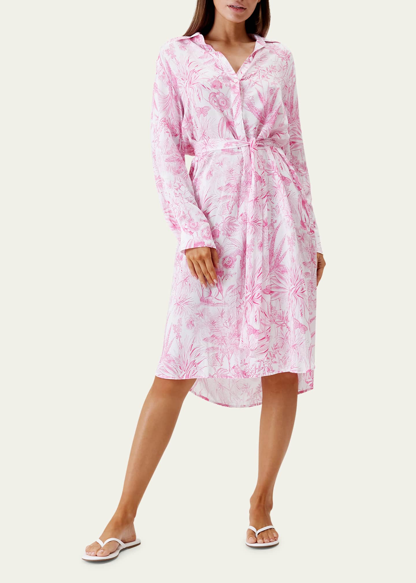 Melissa Odabash Layla Long-Sleeve Coverup Shirtdress - Bergdorf Goodman