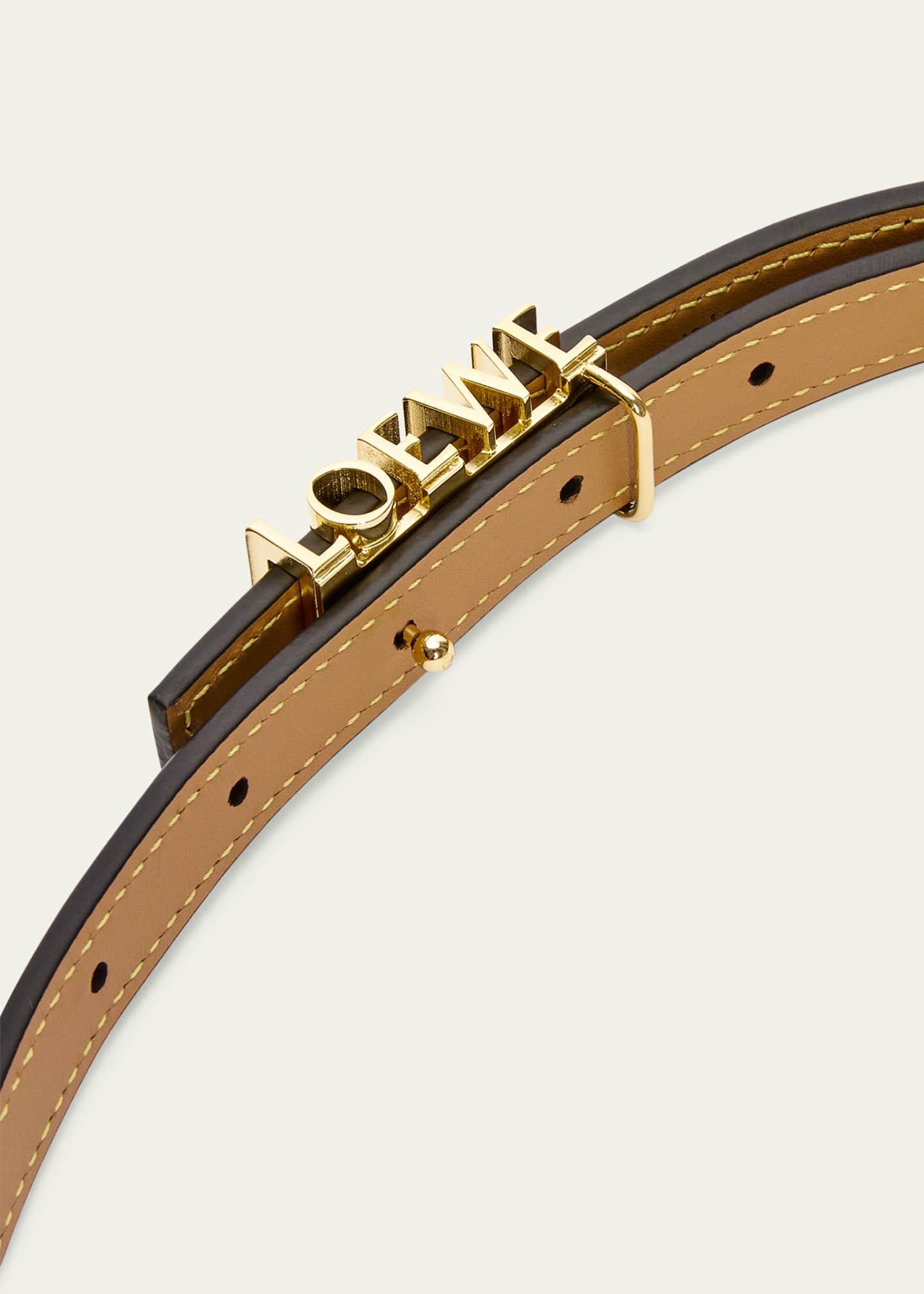 Loewe Graphic Buckle Leather Skinny Belt - Bergdorf Goodman
