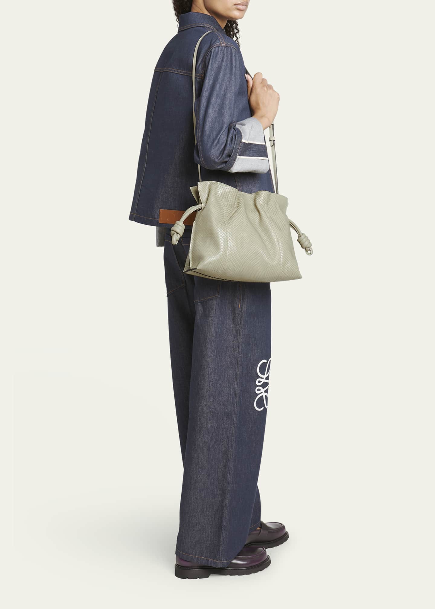 Loewe Flamenco Shiny Python Clutch Bag - Bergdorf Goodman