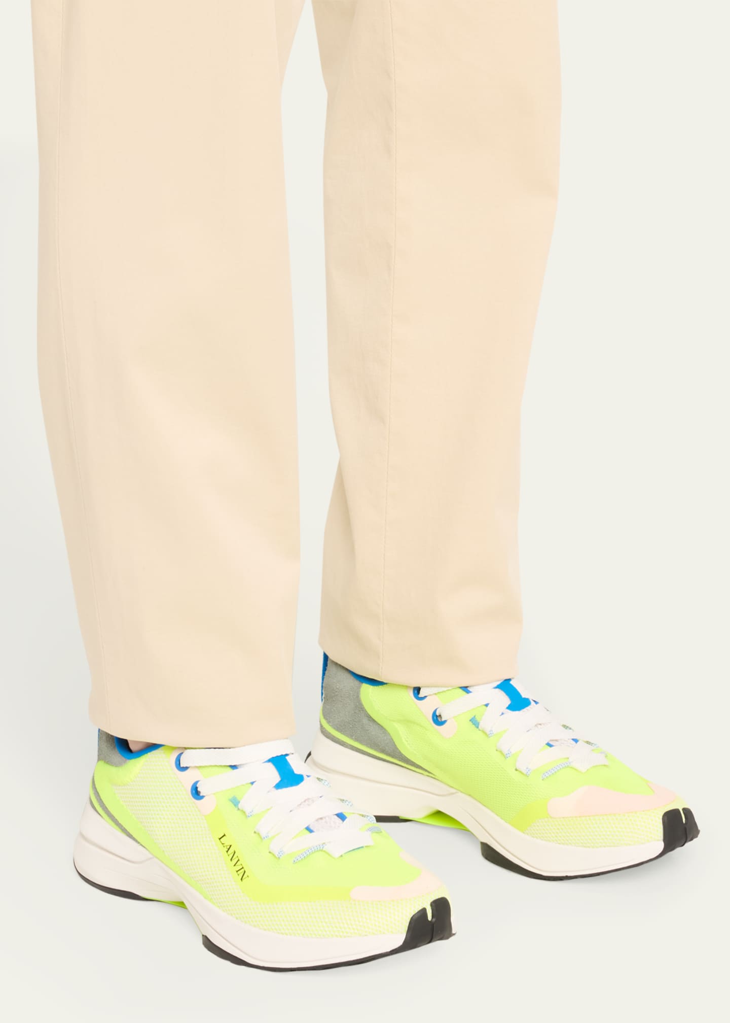 Lanvin Men's Mesh and Suede Runner Sneakers - Bergdorf Goodman