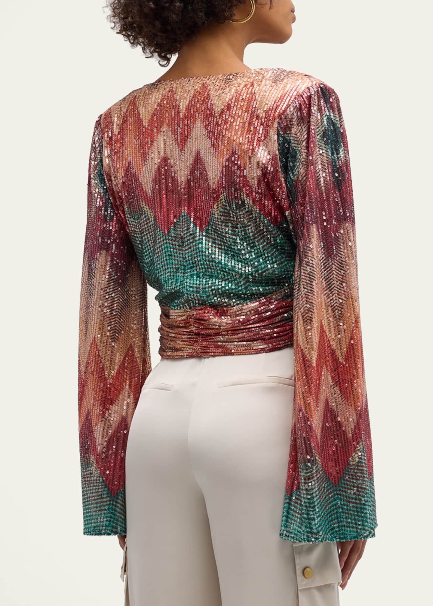 Ramy Brook Erin Sequin-Embellished Chevron Blouse - Bergdorf Goodman