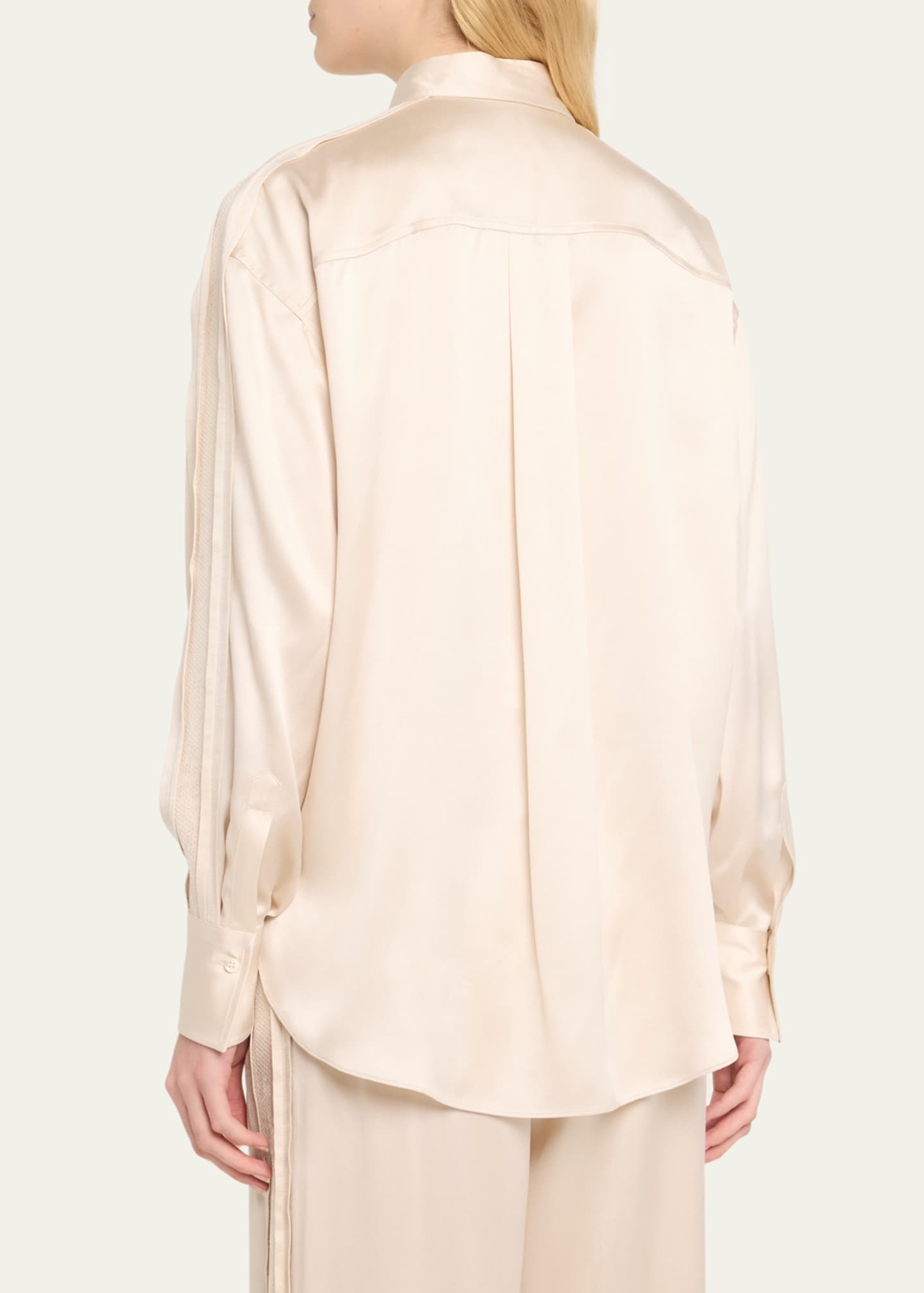 Brunello Cucinelli Satin Tunic Button-Front Shirt with Sequin Detail ...
