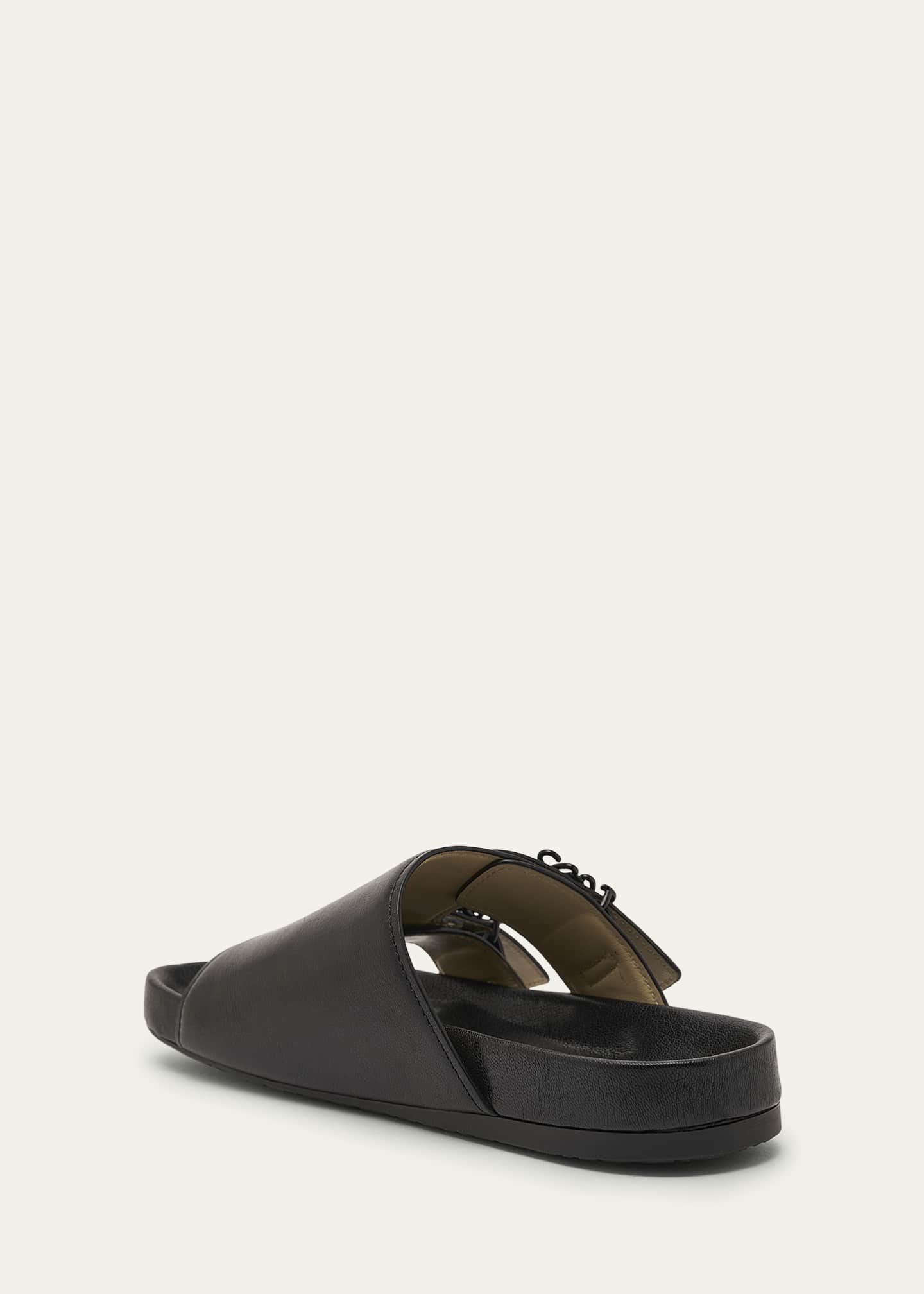 Loewe Ease Leather Dual-Buckle Slide Sandals - Bergdorf Goodman