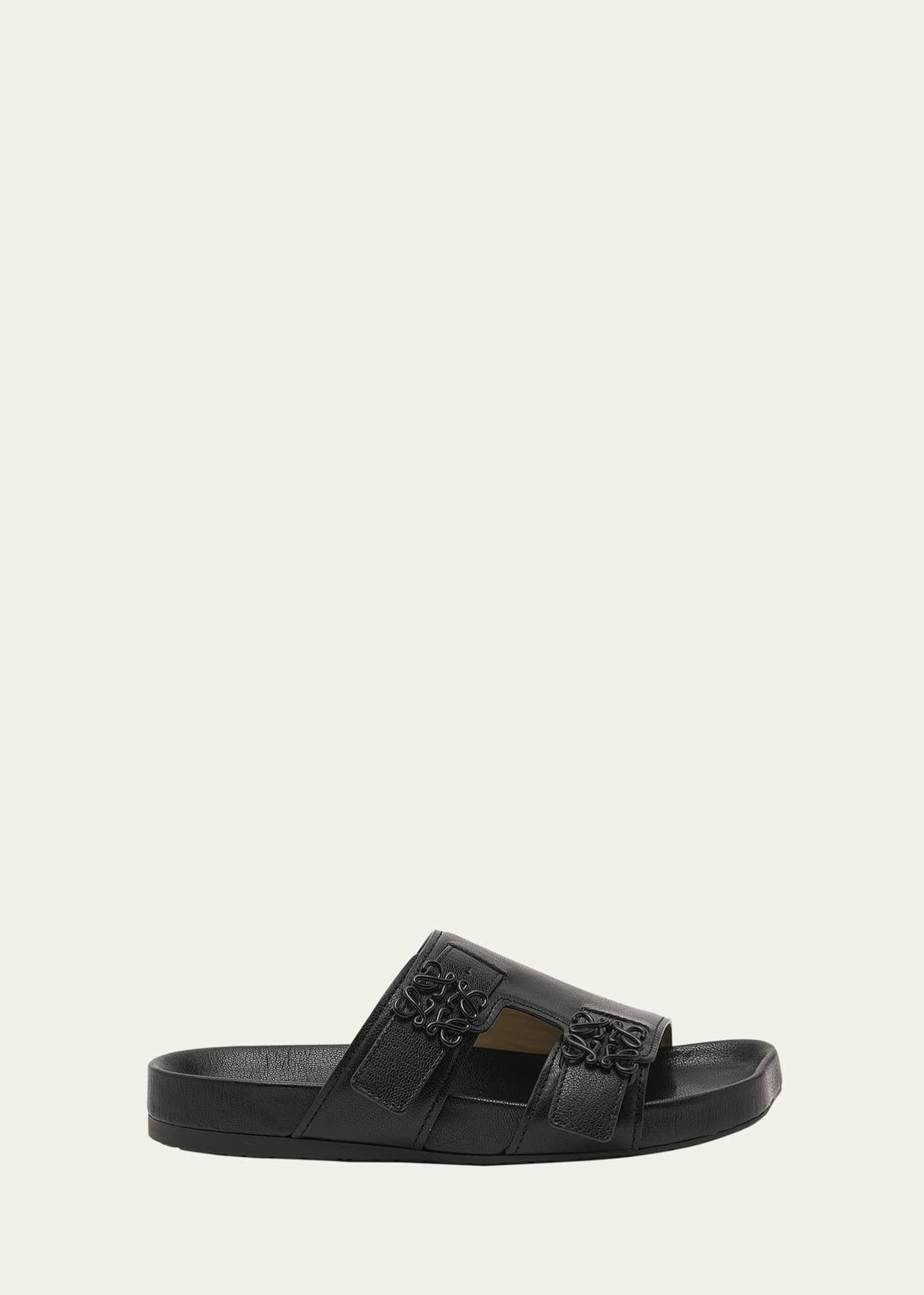 Loewe Ease Leather Dual-Buckle Slide Sandals - Bergdorf Goodman