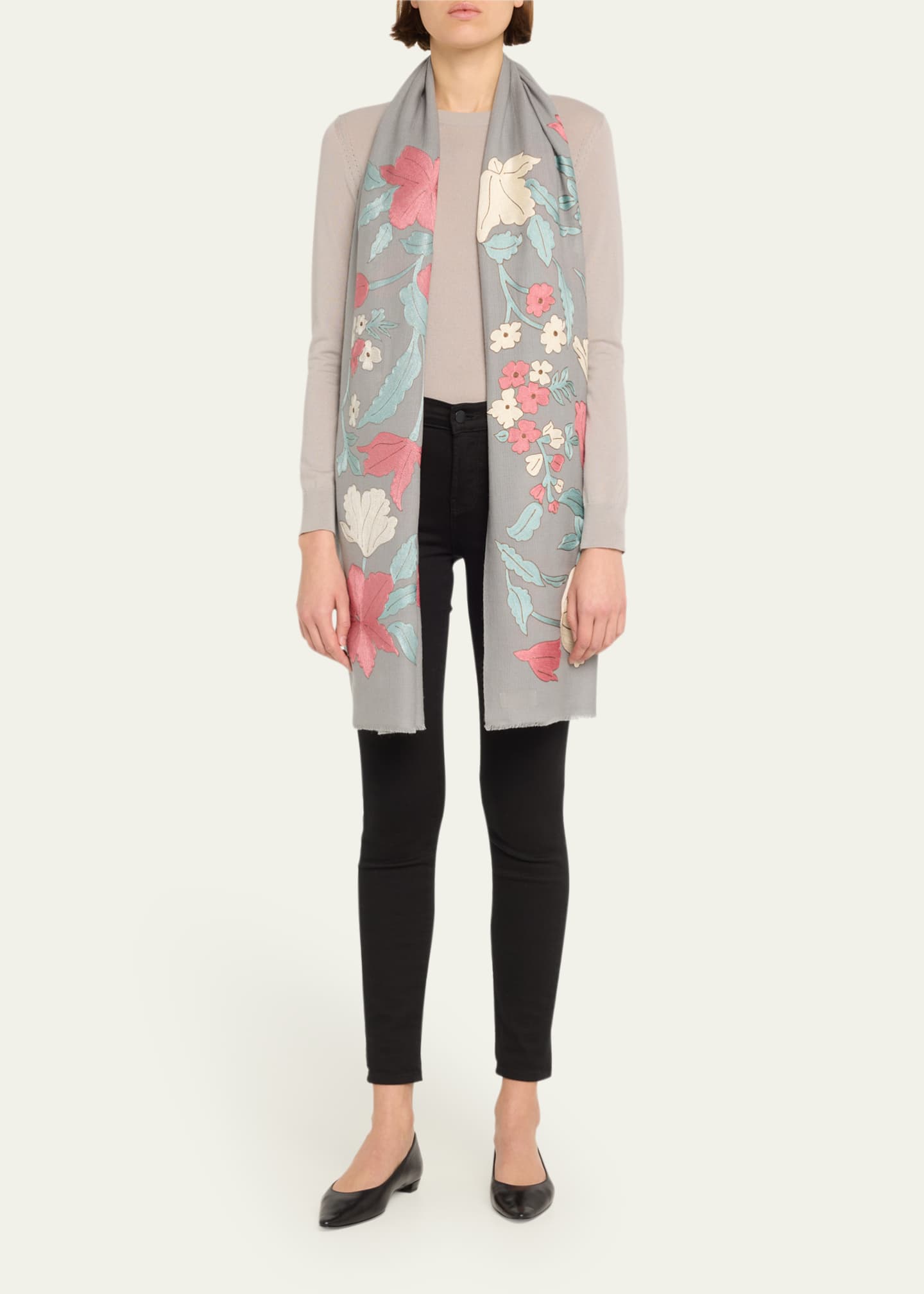 Janavi Blooms For You Merino Wool Scarf - Bergdorf Goodman