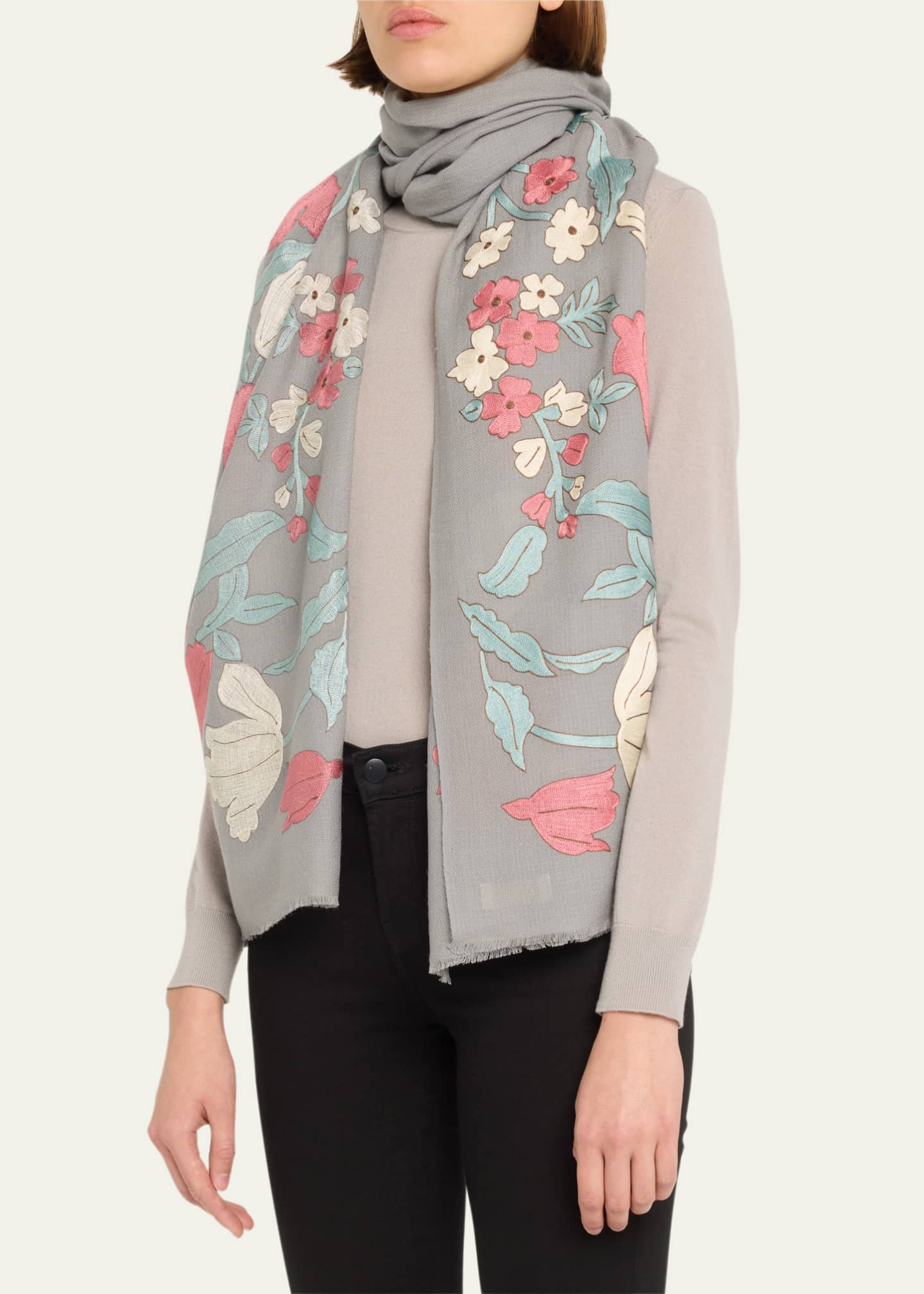 Janavi Blooms For You Merino Wool Scarf - Bergdorf Goodman