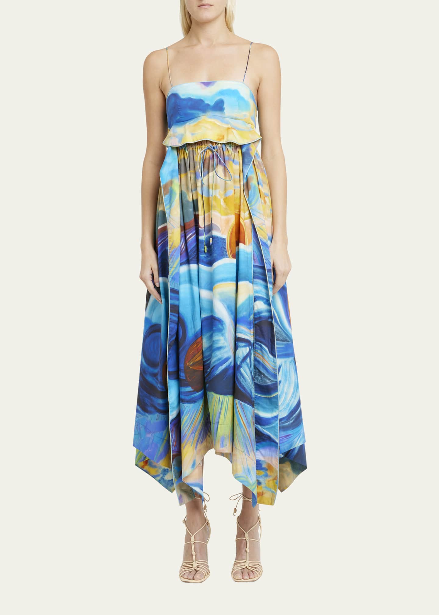 Ulla Johnson Leighton Sleeveless Cotton Poplin Handkerchief Midi Dress ...