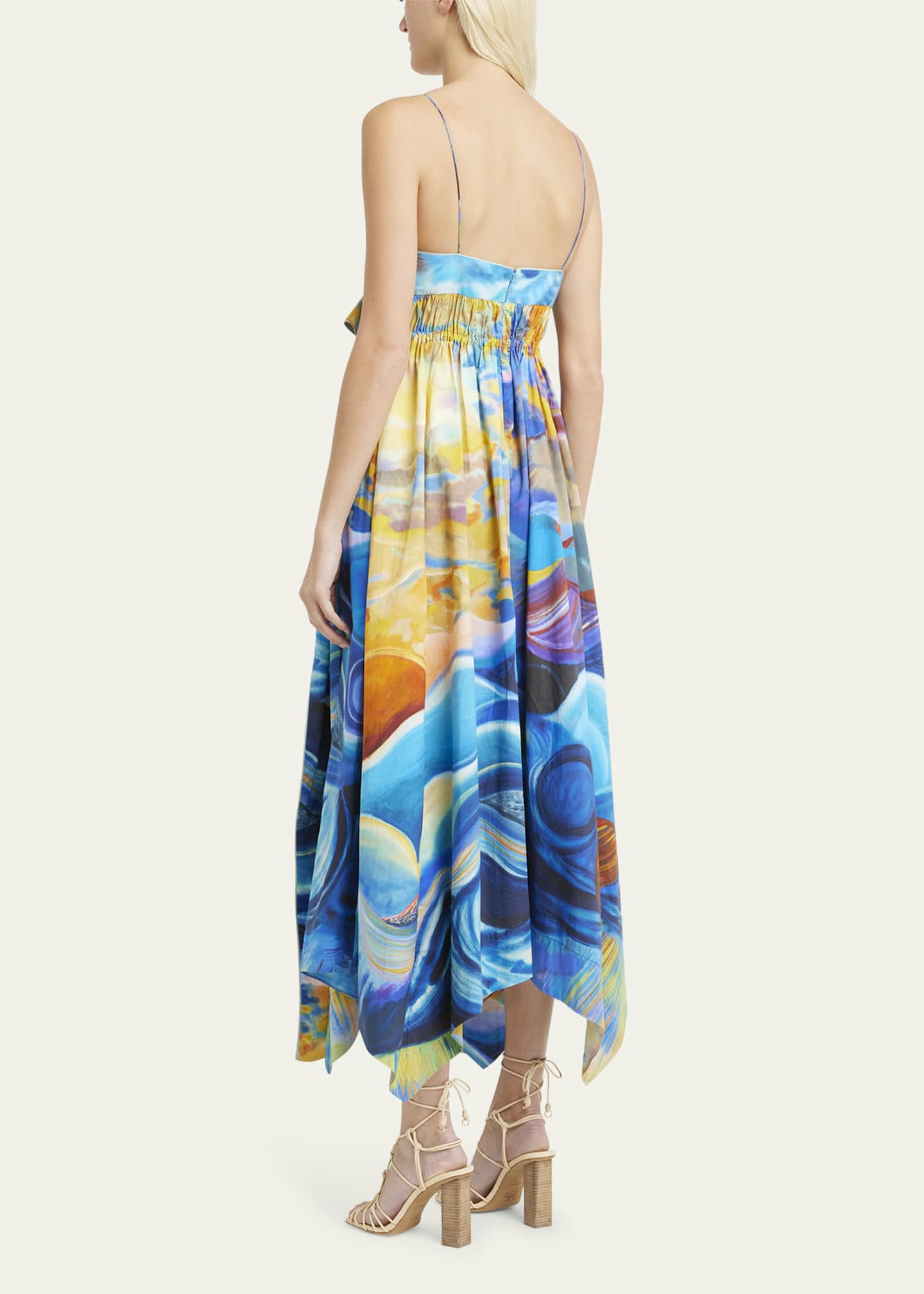 Ulla Johnson Leighton Sleeveless Cotton Poplin Handkerchief Midi Dress ...