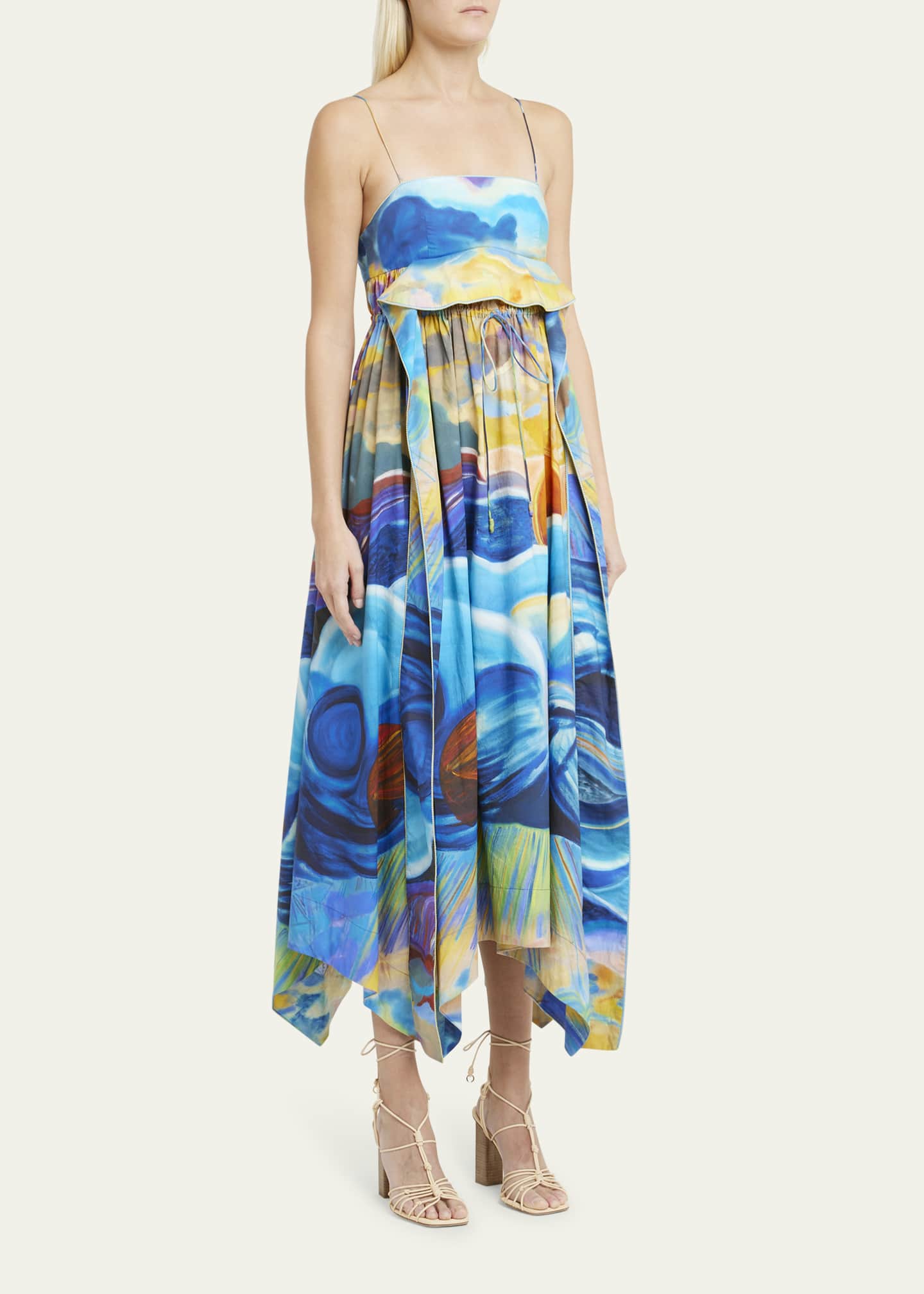 Ulla Johnson Leighton Sleeveless Cotton Poplin Handkerchief Midi Dress ...