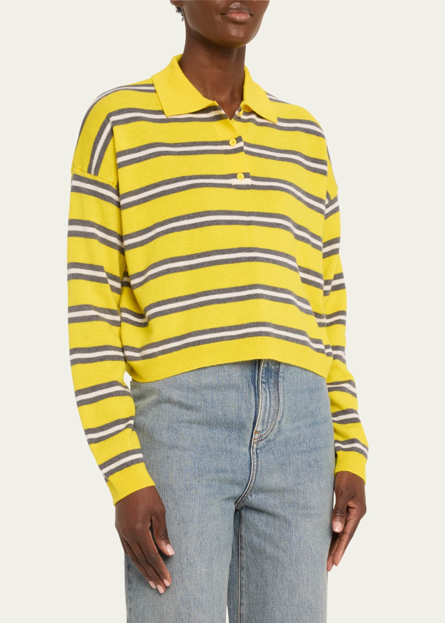 Loewe Stripe Polo Wool Sweater - Bergdorf Goodman
